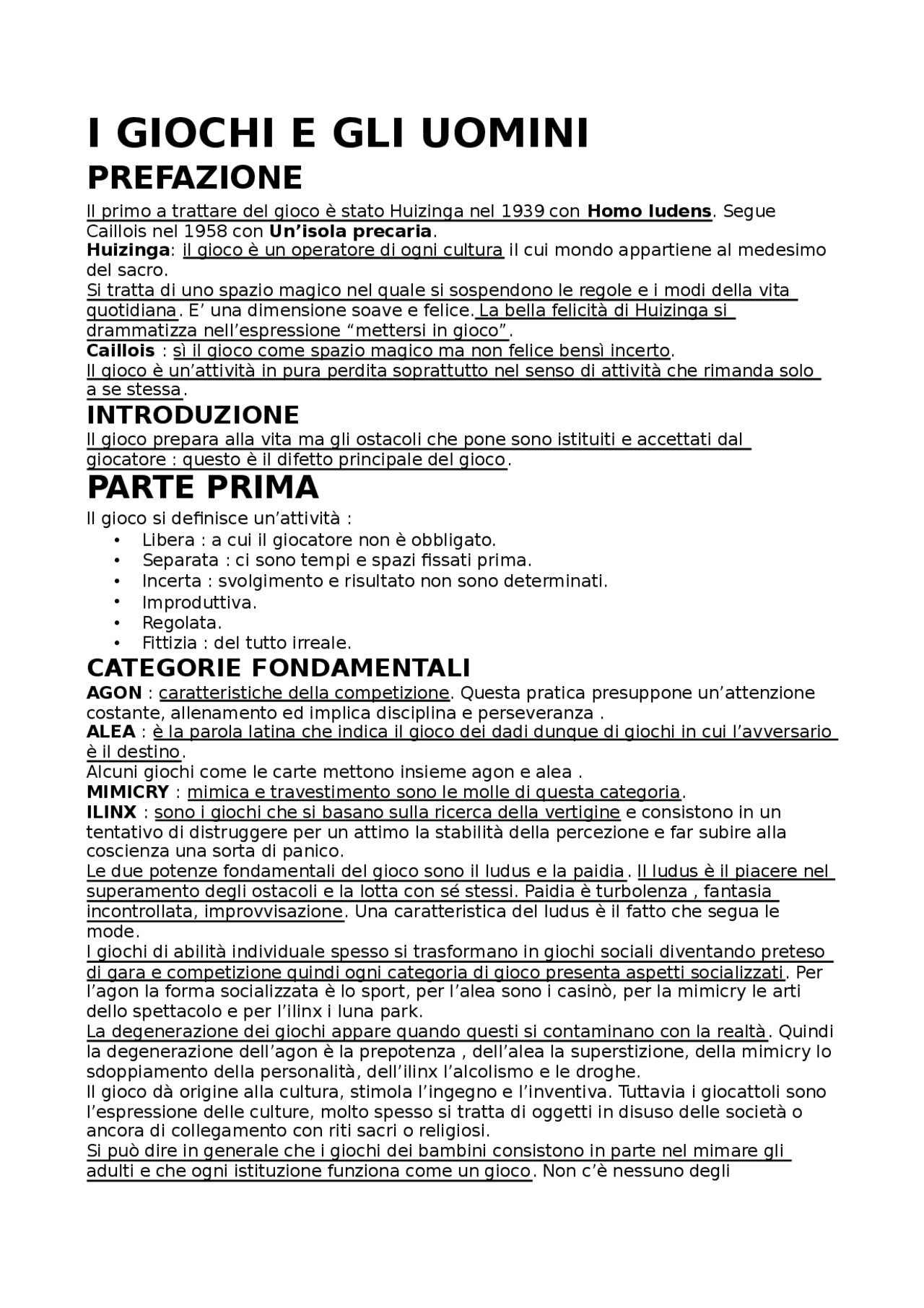 I Giochi E Gli Uomini Docsity