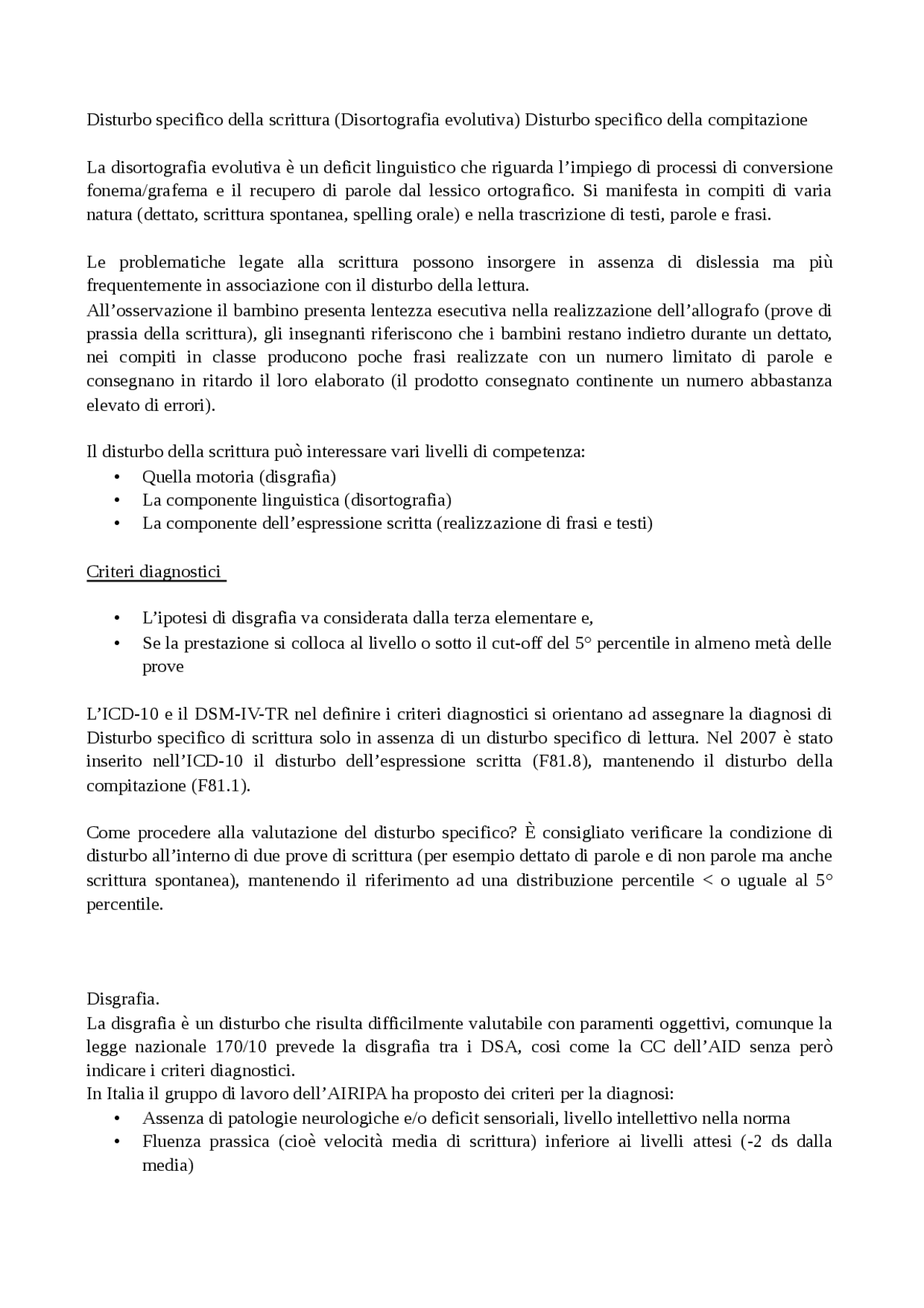 Dsa Disturbi Dellapprendimento Docsity