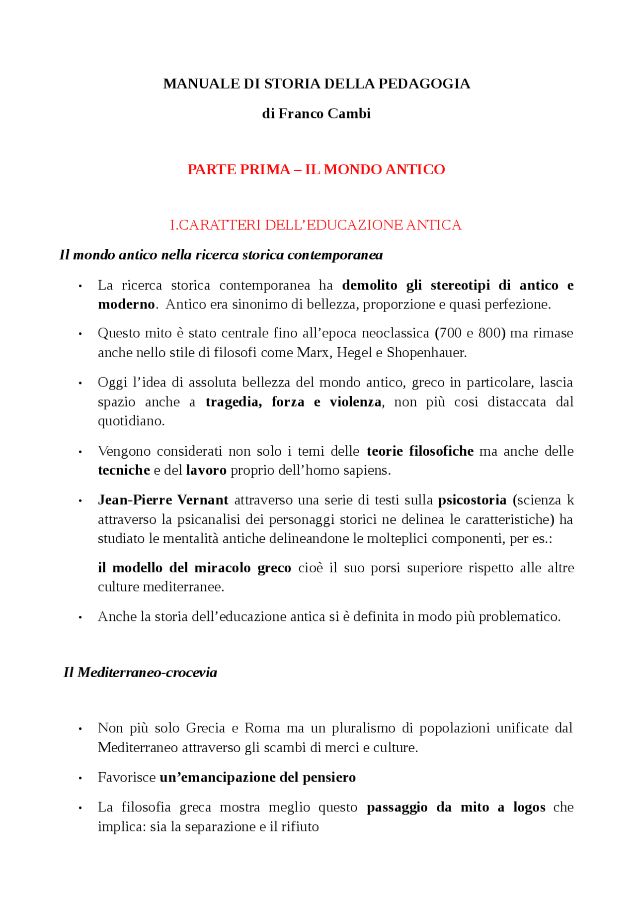 Manuale Di Pedagogia Franco Cambi Docsity