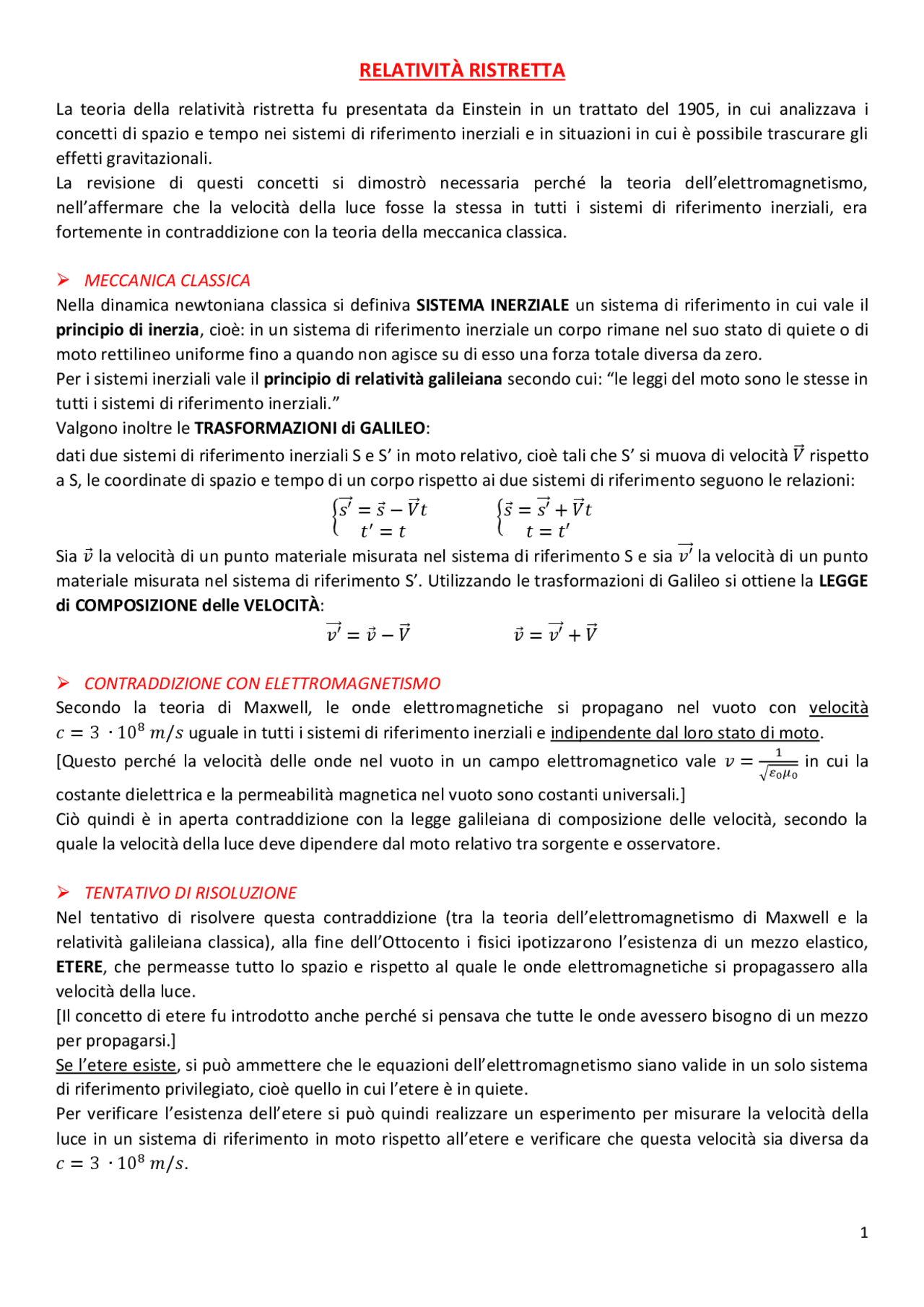 Relatività Di Einstein Docsity