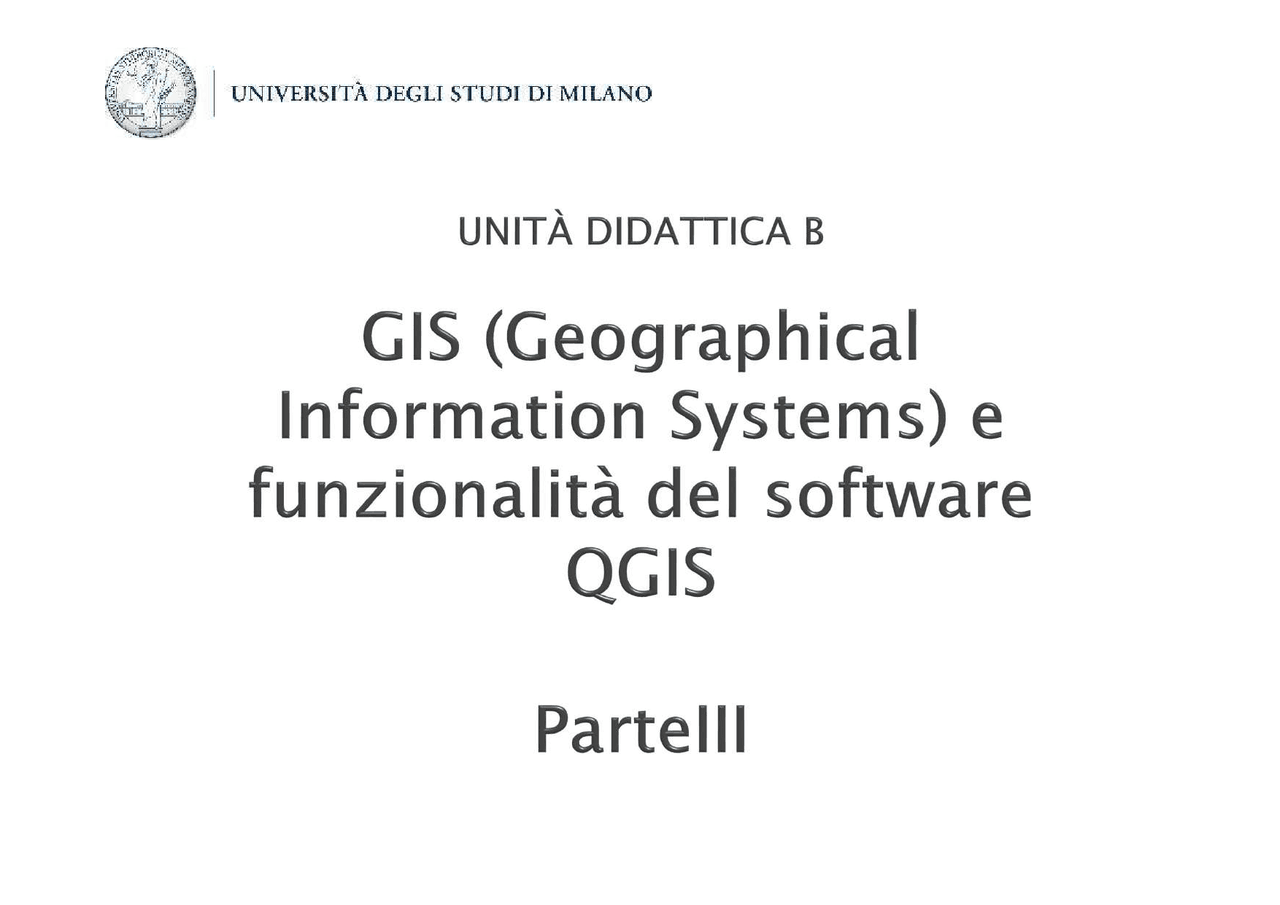 Introduzione Ai Gis Sit 5 Sistemi Informativi Territoriali Docsity