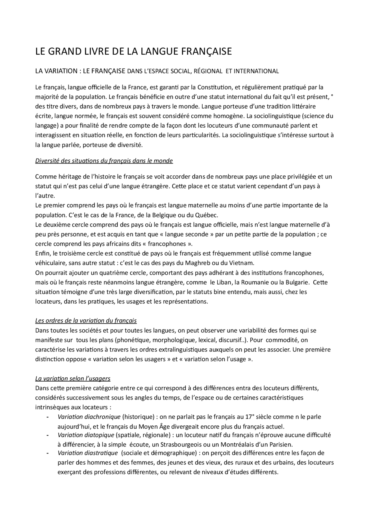 Le grand livre de la Langue française | Sintesi del corso di ...