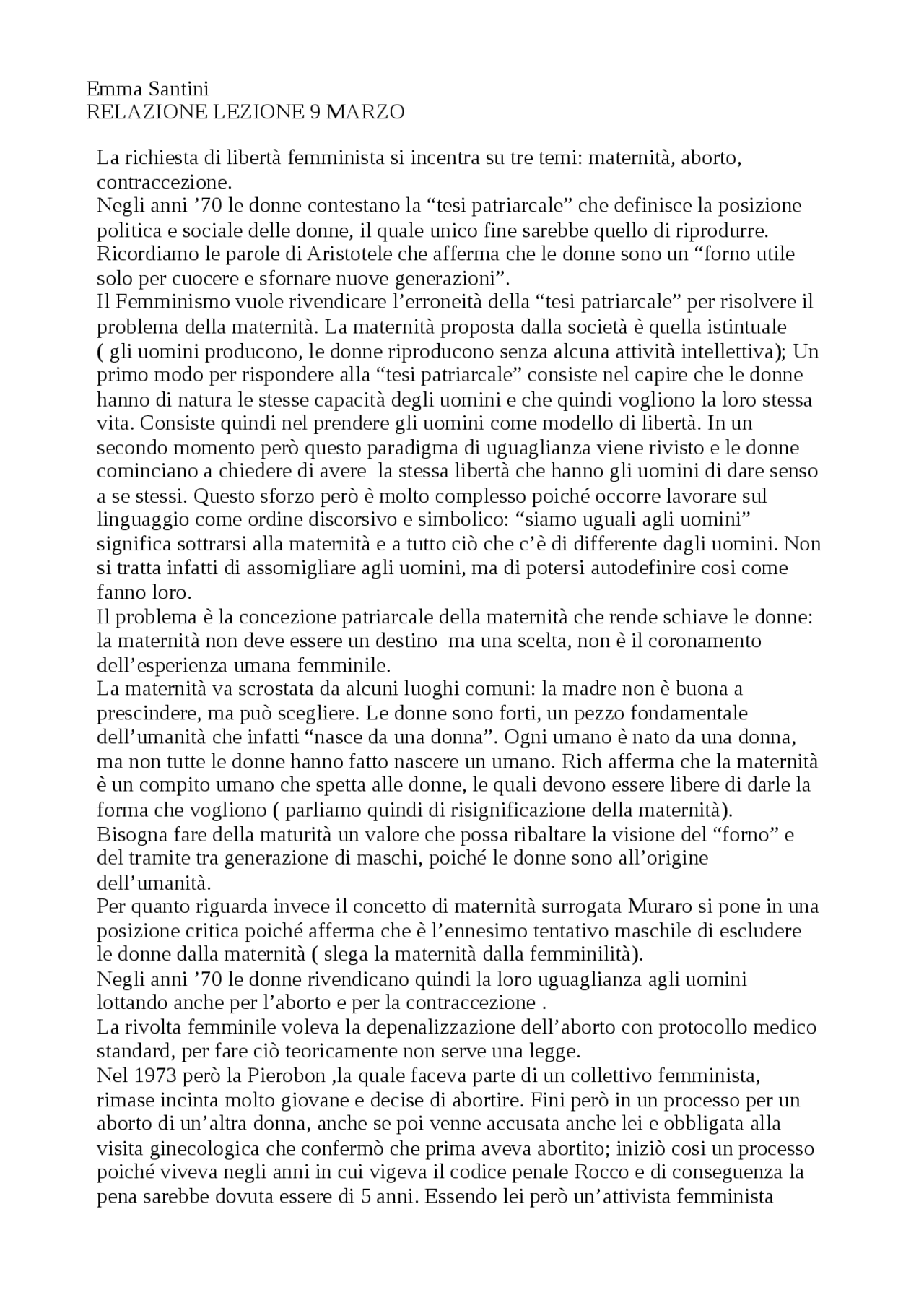 Maternitàabortocontraccezione Docsity
