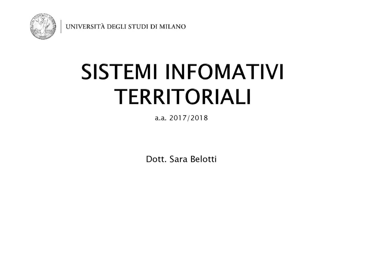 Introduzione Ai Gis Sit 3 Sistemi Informativi Territoriali
