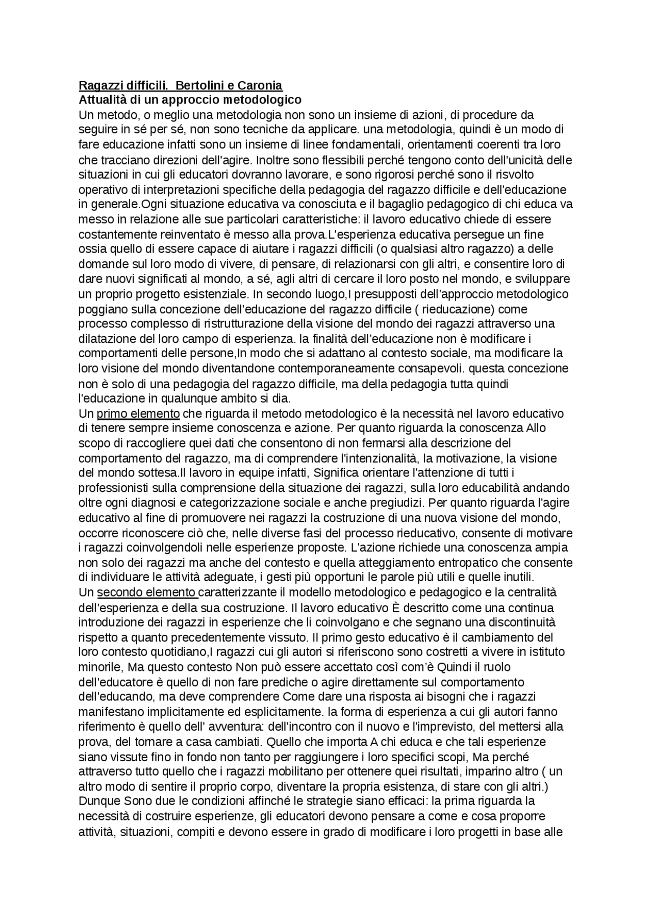 Ragazzi Difficili Bertolini Caronia Docsity