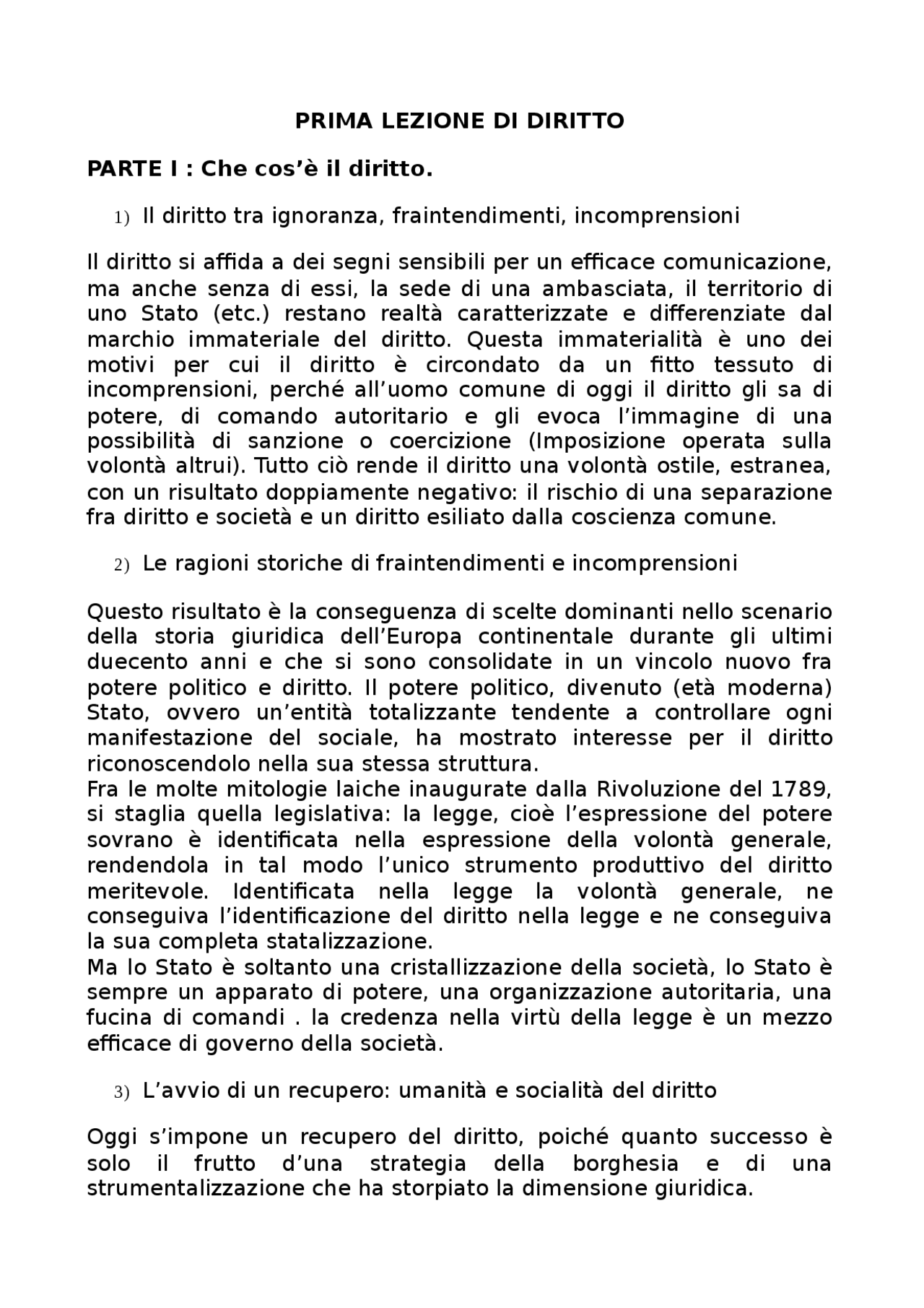 Prima Lezione Di Diritto Docsity