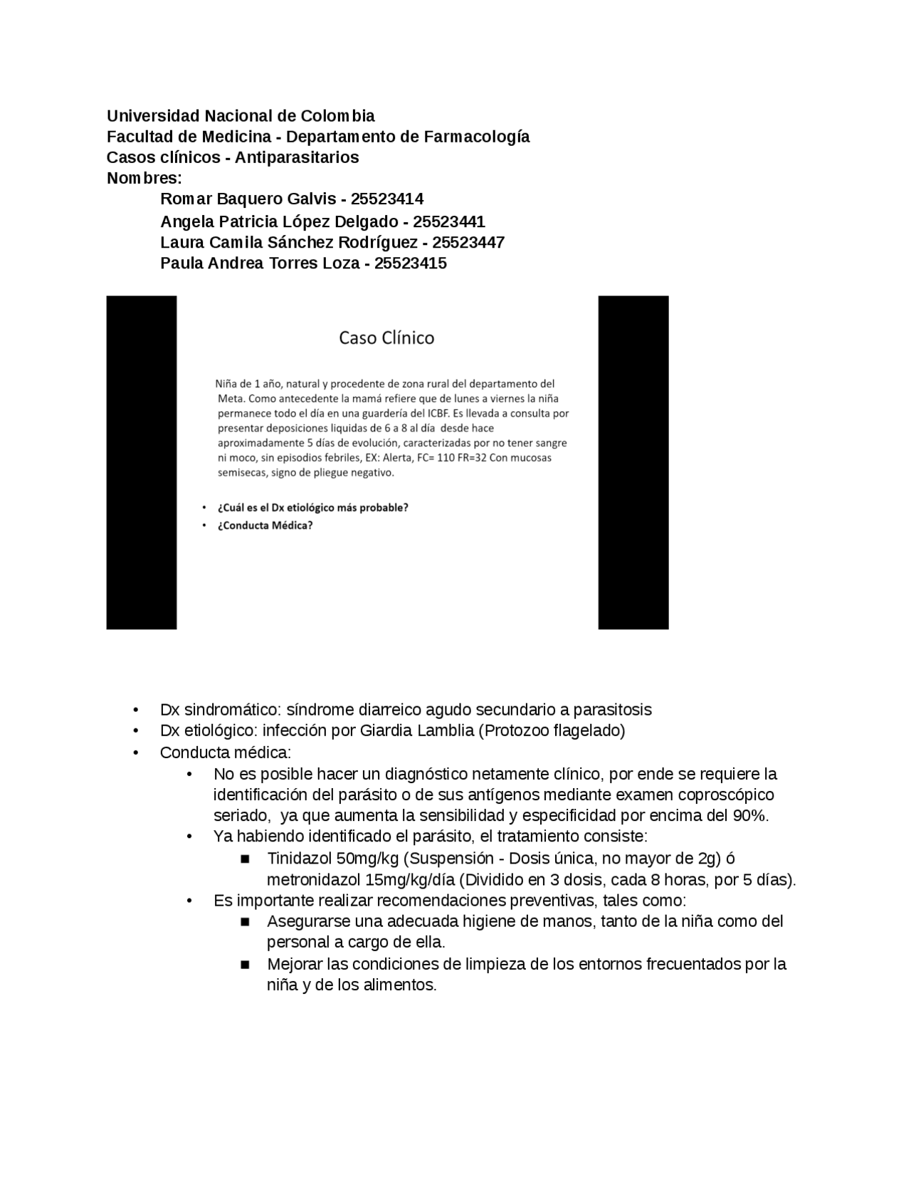 Casos Clínicos Antiparasitarios Ejercicios De Farmacología Docsity