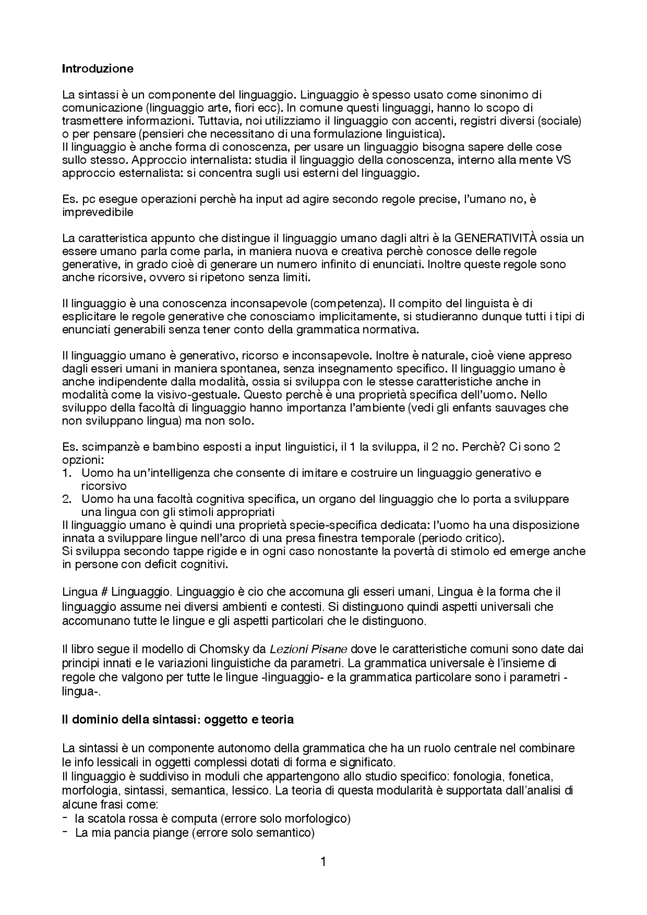 Sintassi. Regole e strutture - Docsity