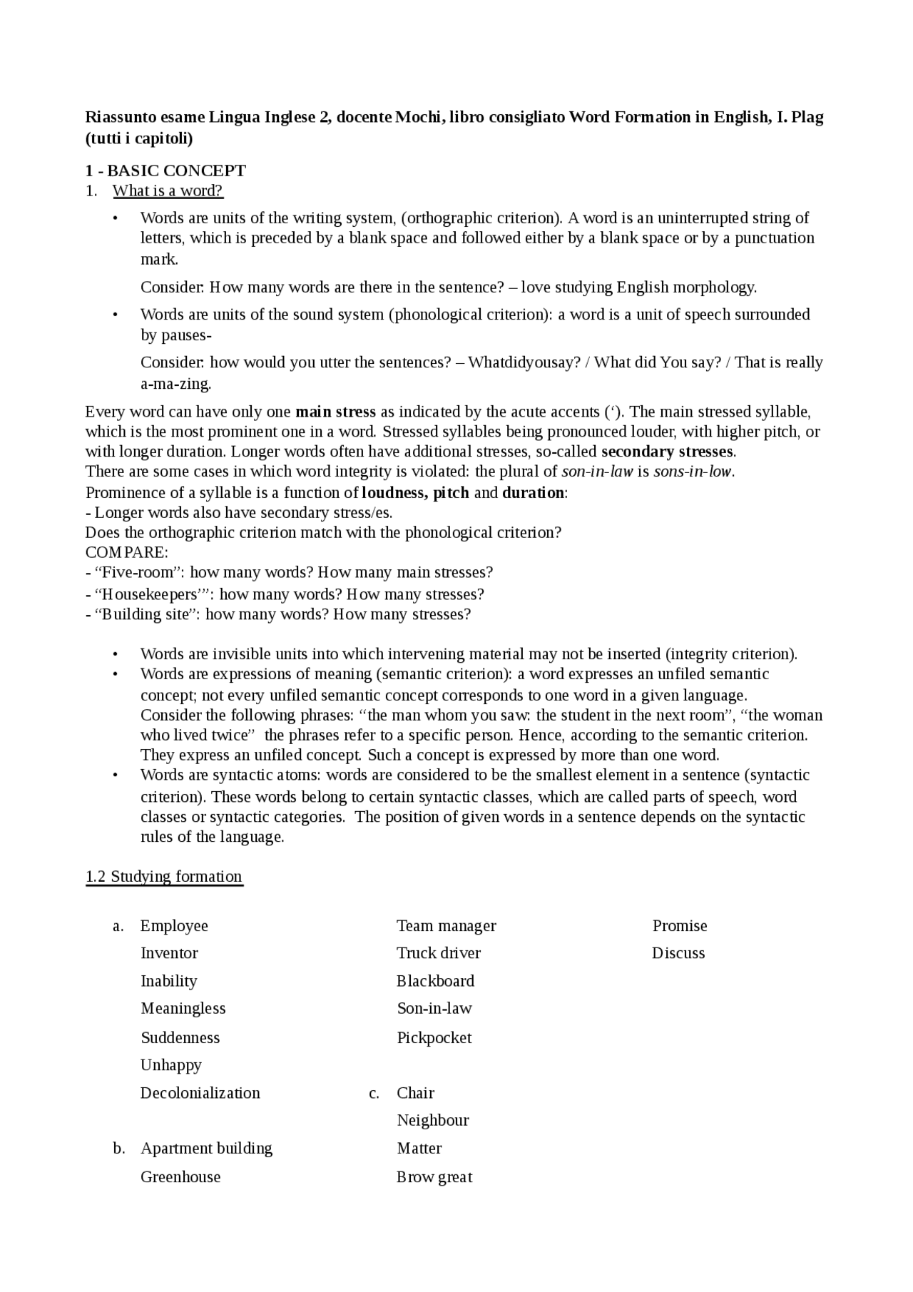 Lingua inglese 2 Words formation INGO PLAG | Schemi e mappe concettuali ...