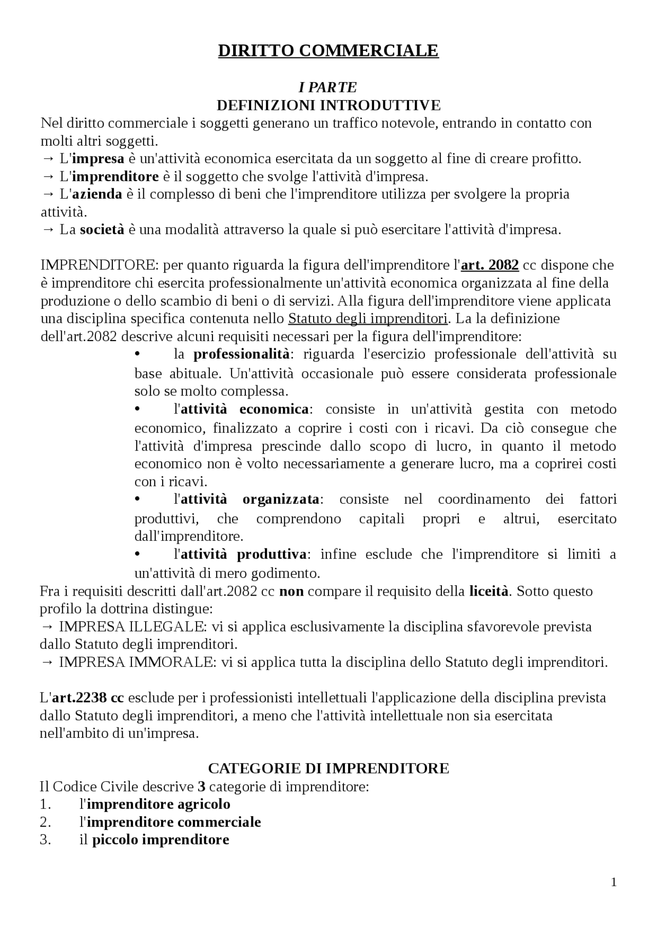 Schemi Diritto Commerciale Docsity