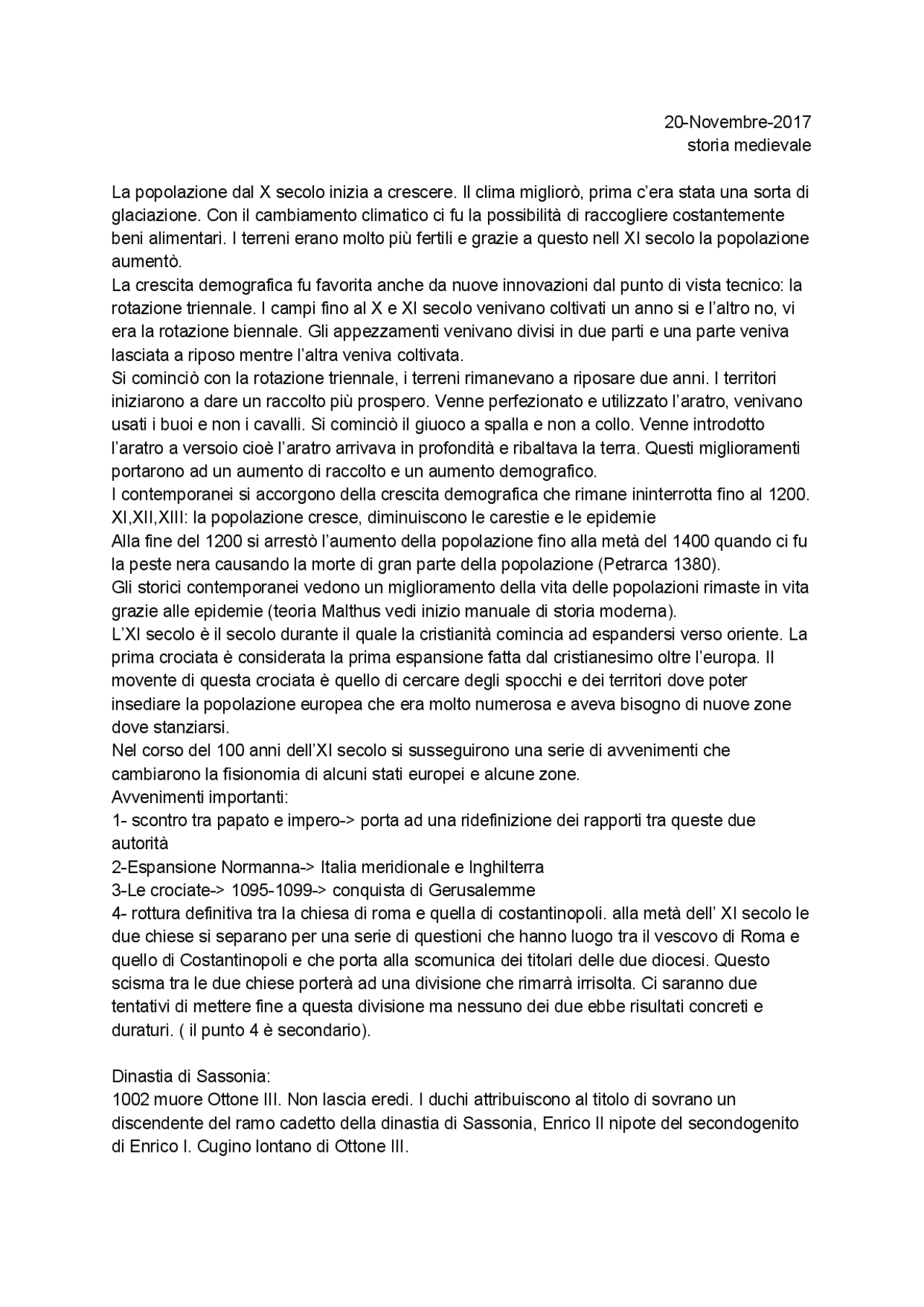 Lezione sul X secolo e gli avvenimenti importanti - Docsity