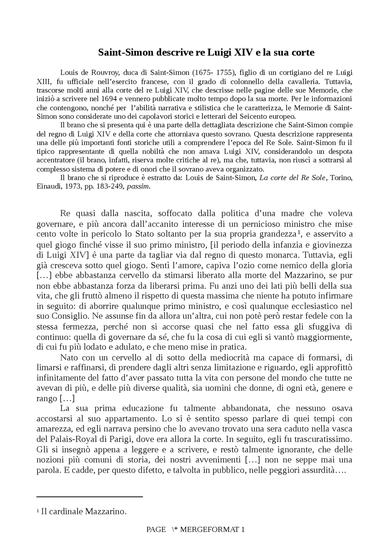 Luigi Xiv E La Sua Corte Docsity