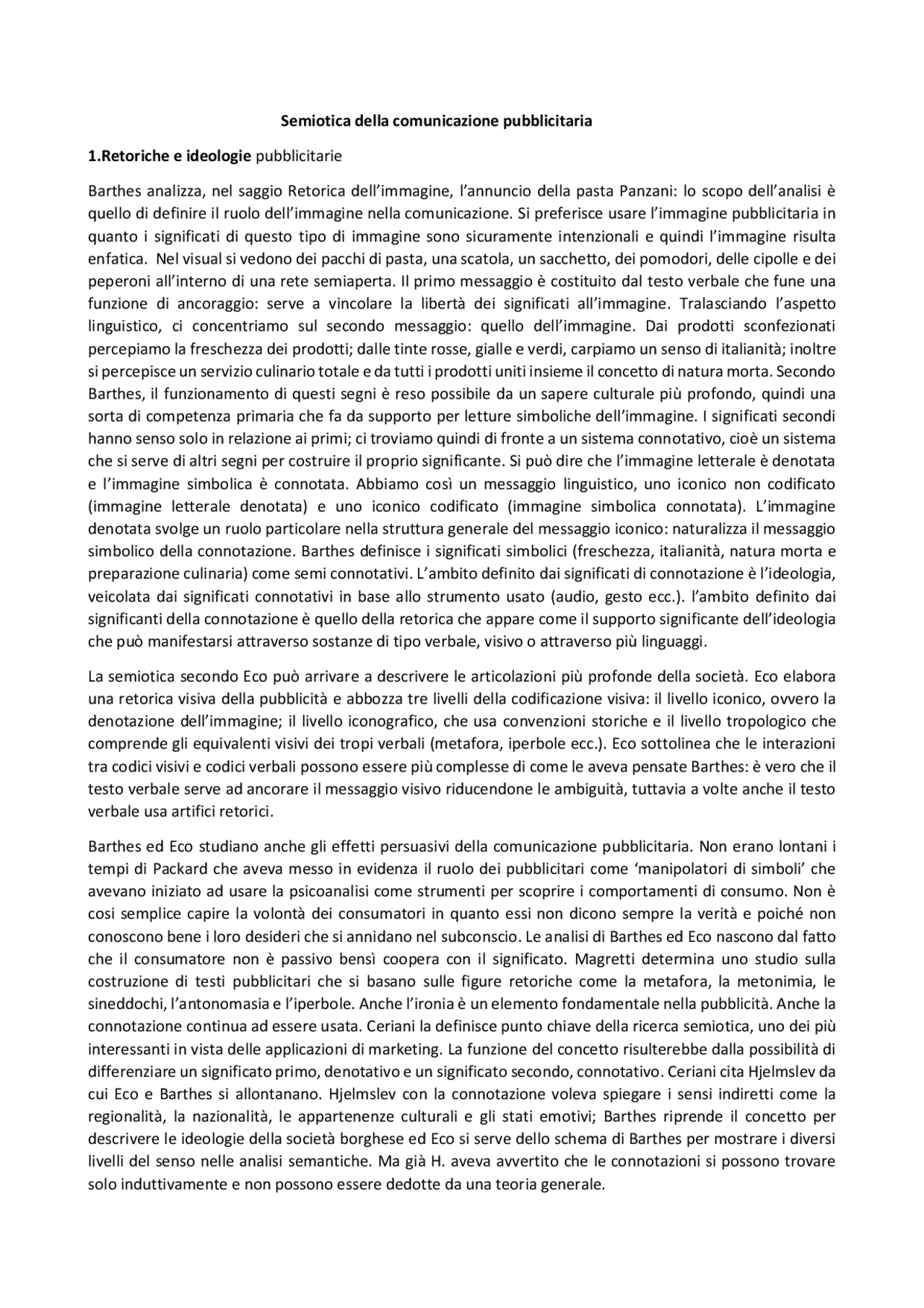 Riassunto Esame Scienze Semiotiche Del Testo E Del Linguaggio Prof