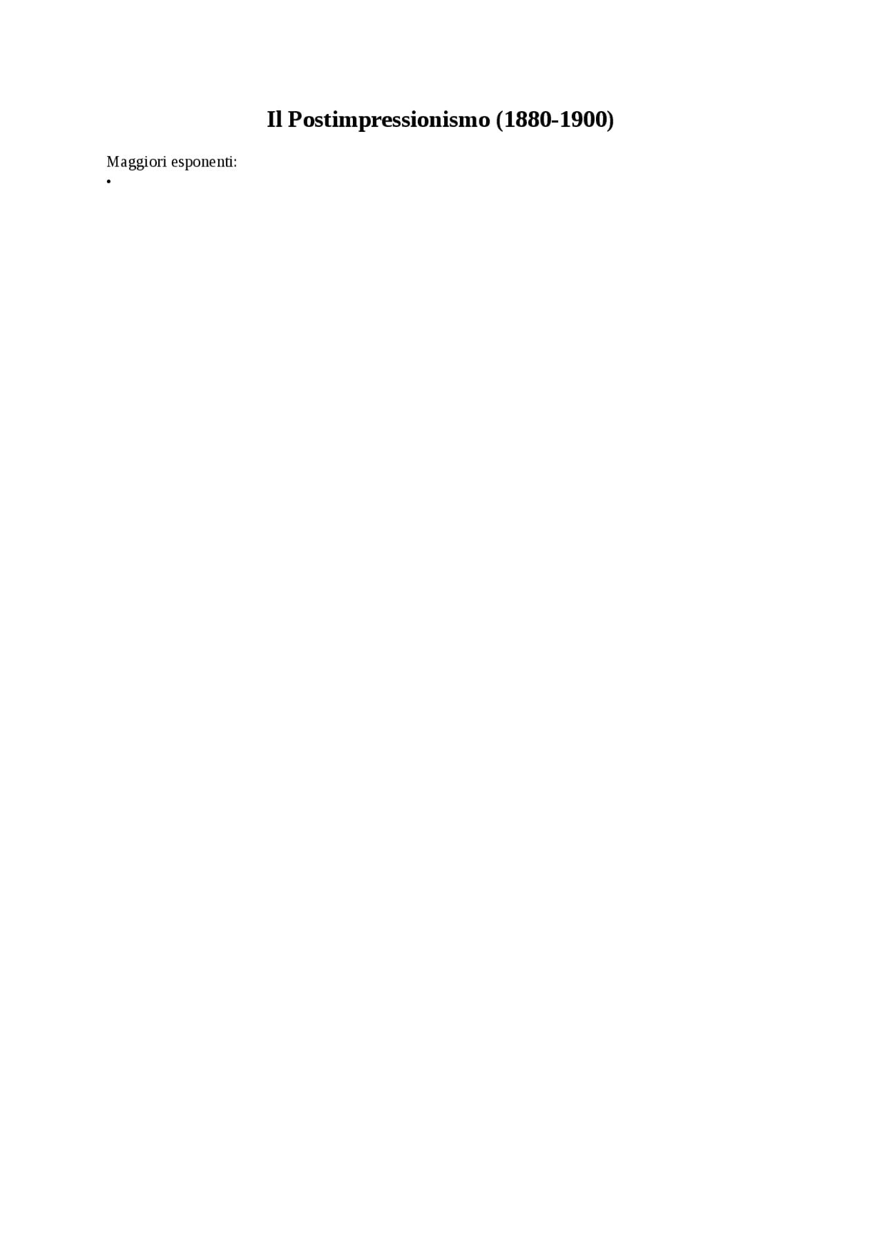Il Post Impressionismo Docsity