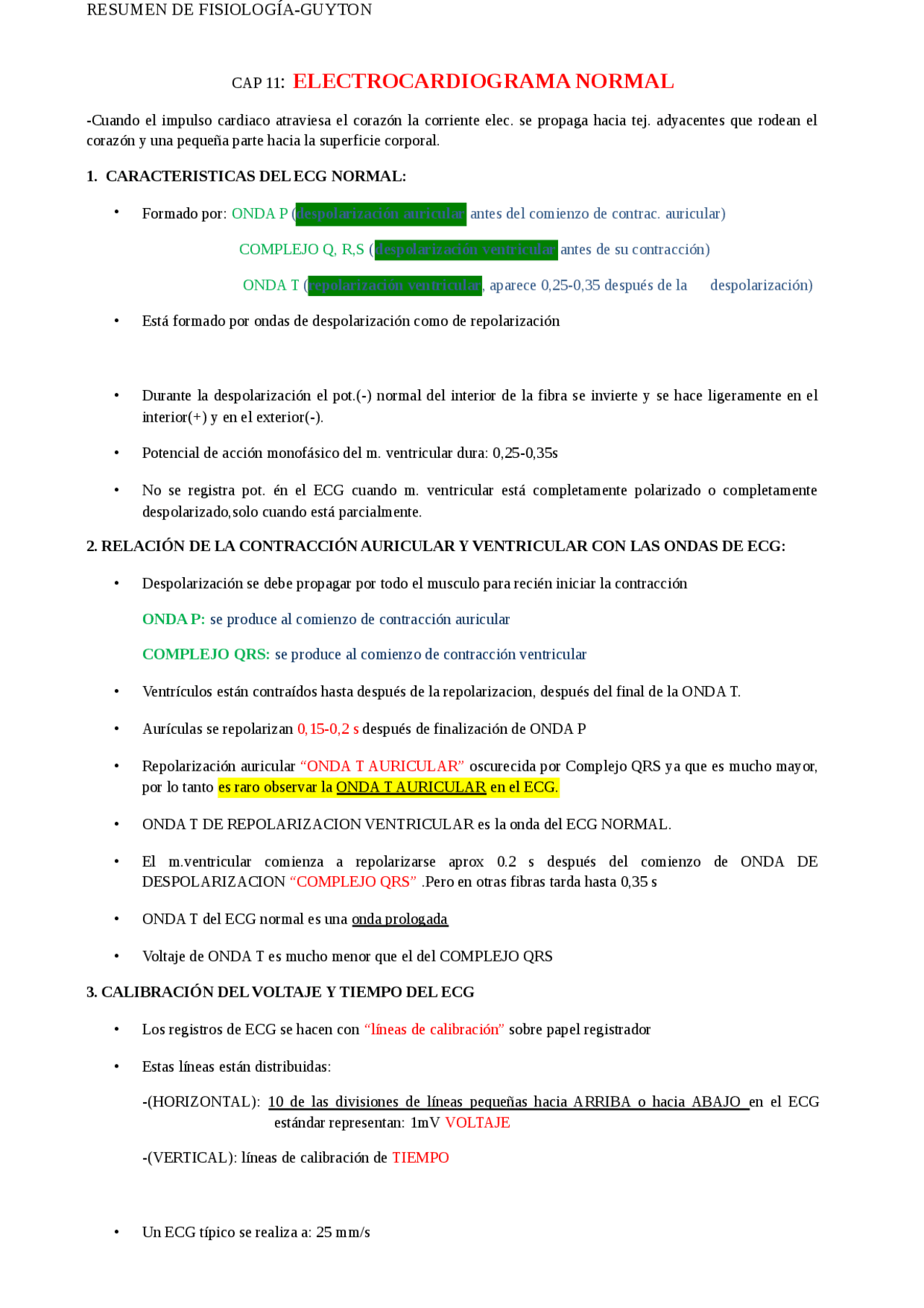 CAPITULO 11.ELECTROCARDIOGRAMA NORMAL - Docsity