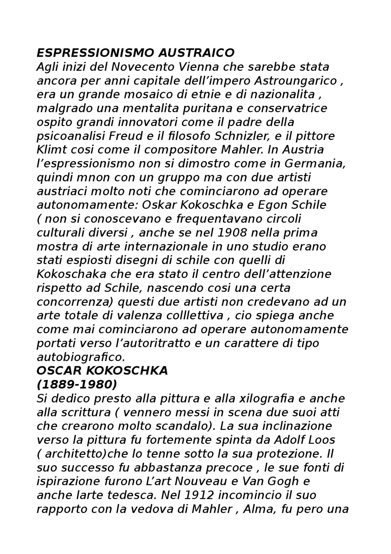 Dall'espressionismo austriaco al cubismo - Docsity