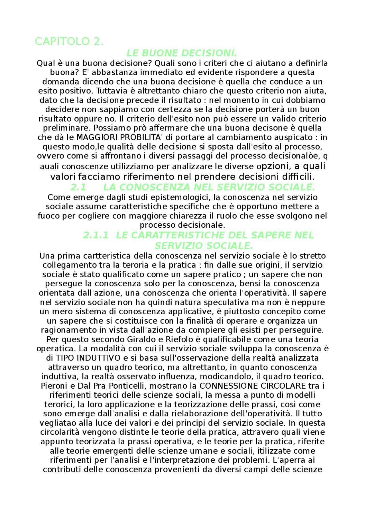 Decidere Nel Servizio Sociale Docsity