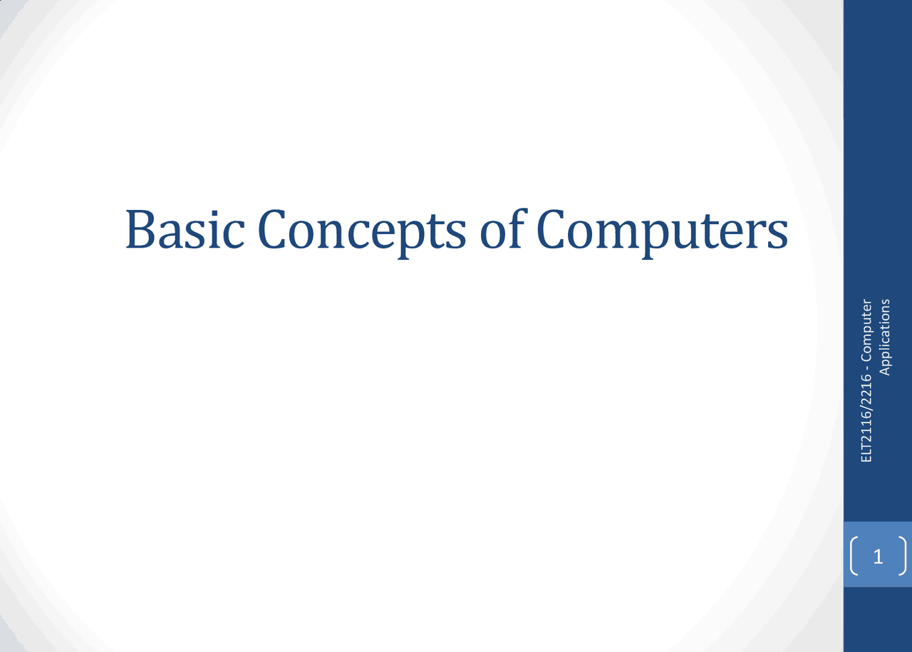 Basic Concepts Of Computer Docsity