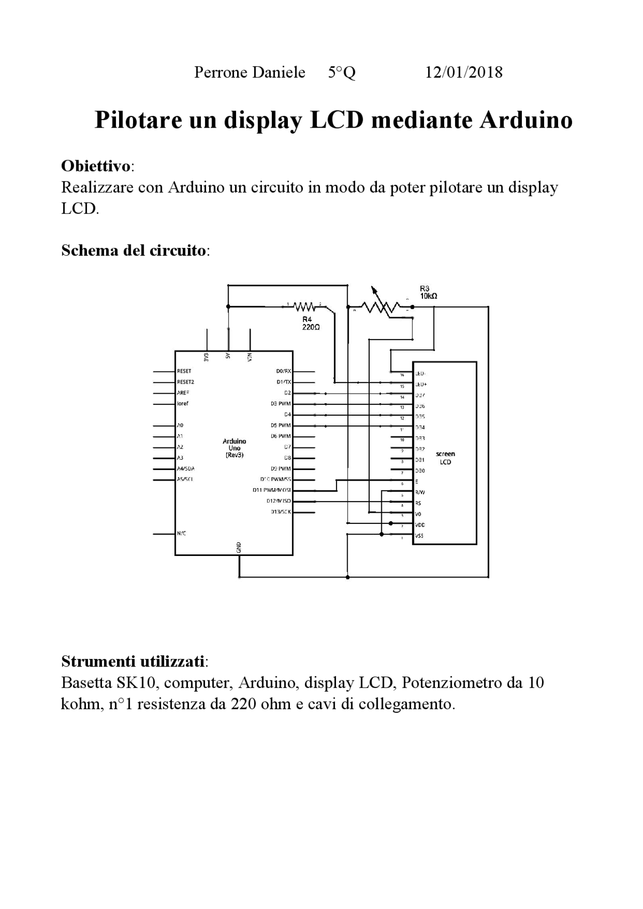 Relazione Arduino Display Docsity