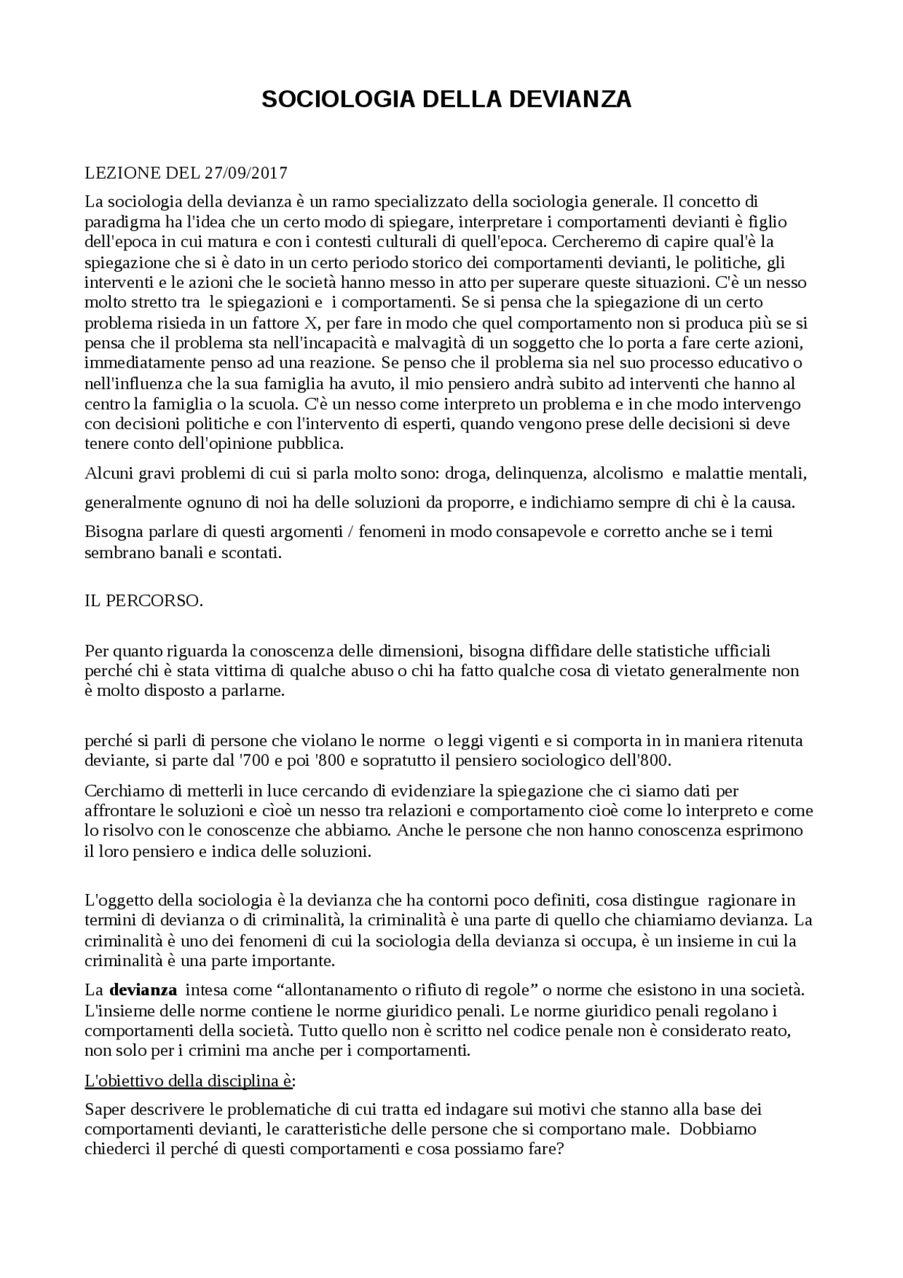 Sociologia Della Devianza Docsity