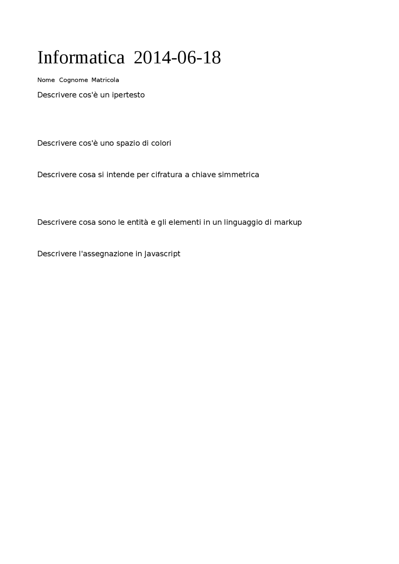 Domande Con Risposta Informatica Unibo Docsity