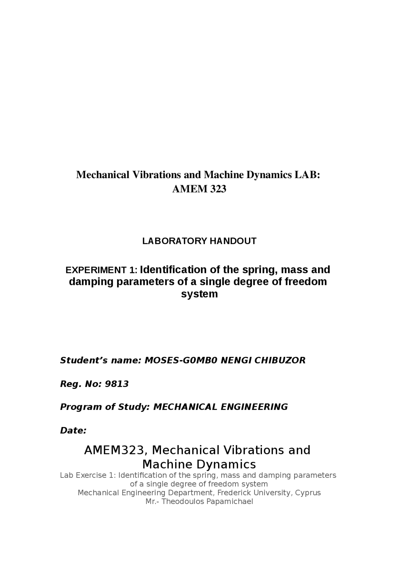 Laboratory Exercises In Pysics Docsity