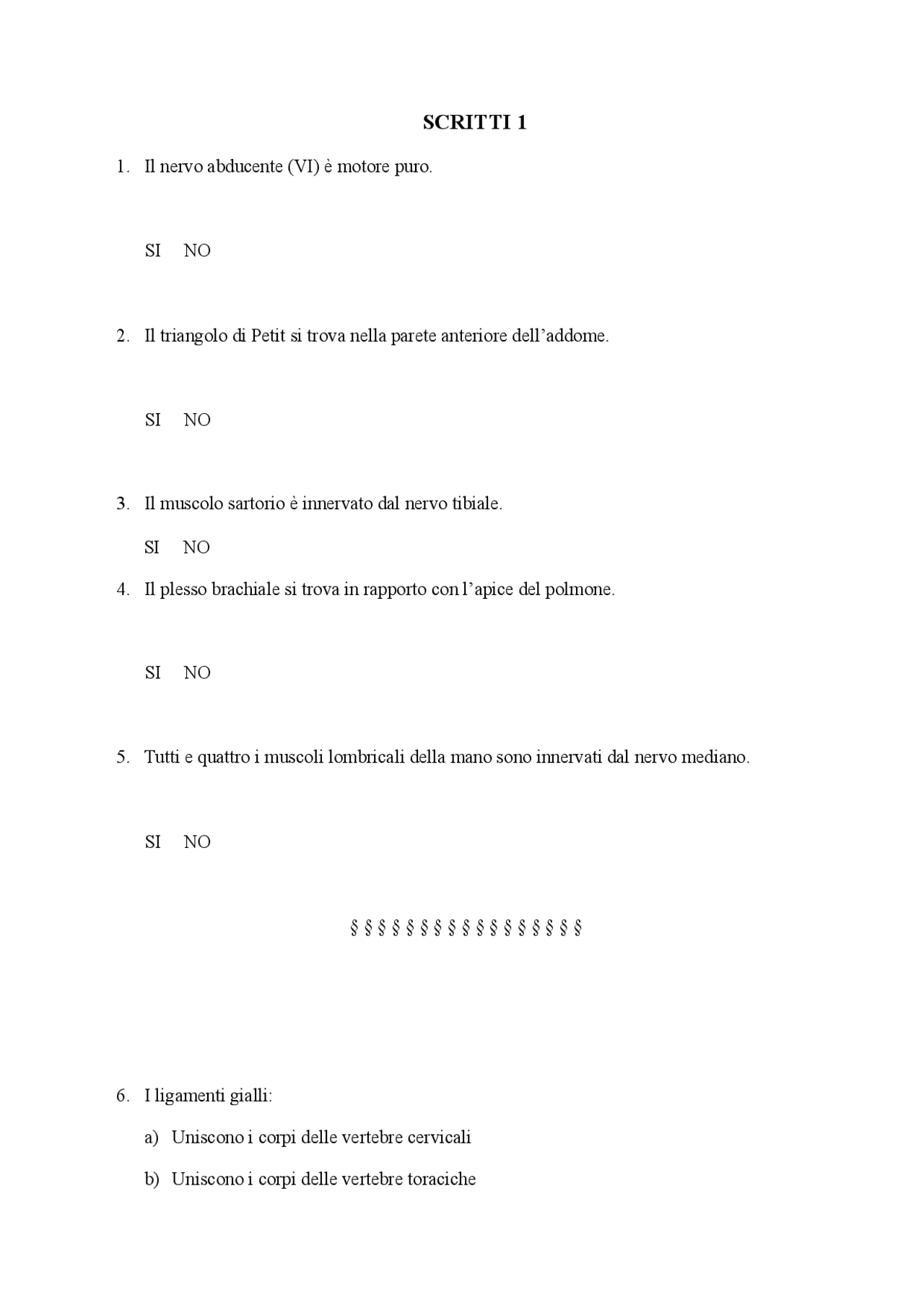Domande Di Anatomia 1 Docsity