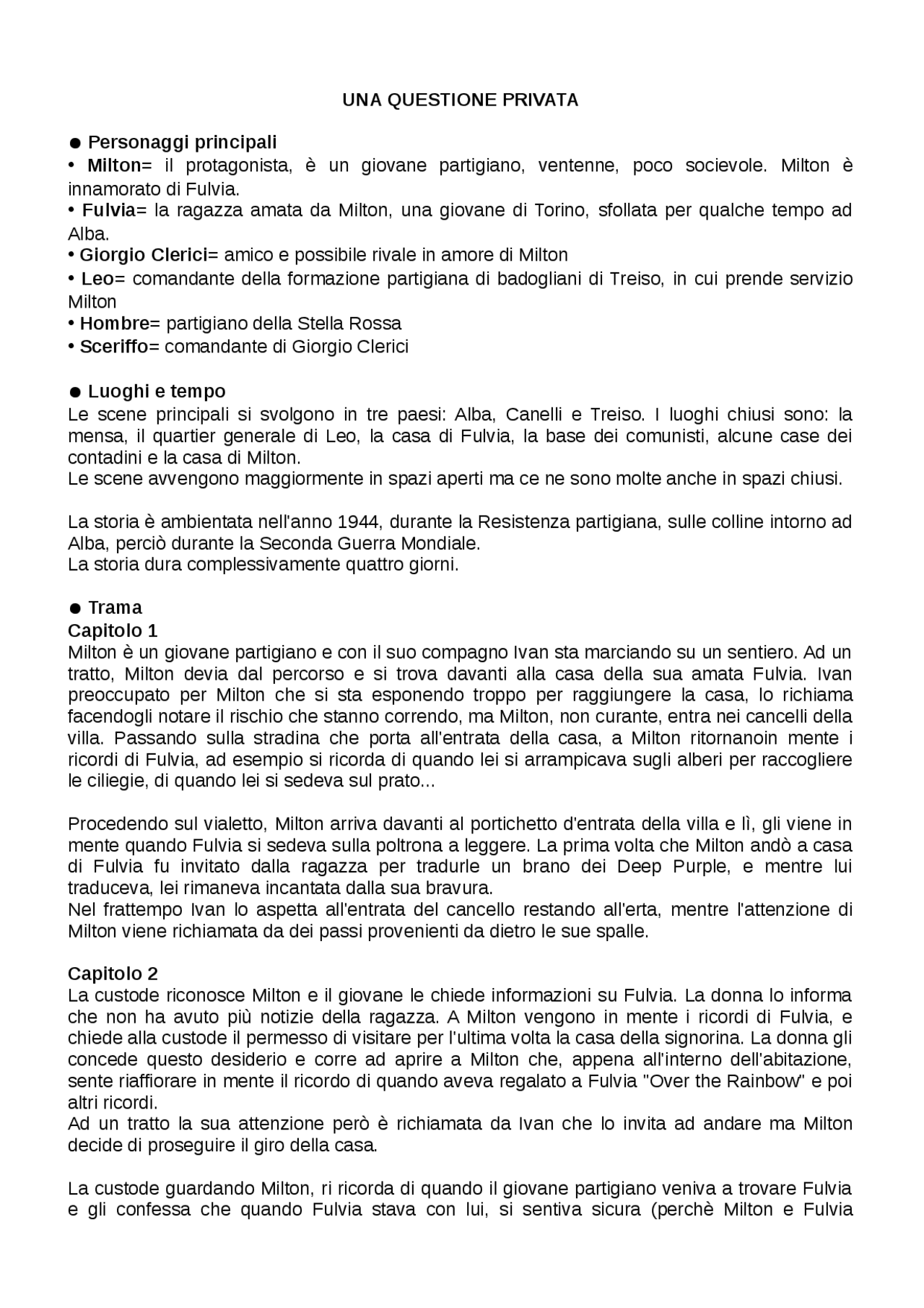 Una questione privata - Docsity