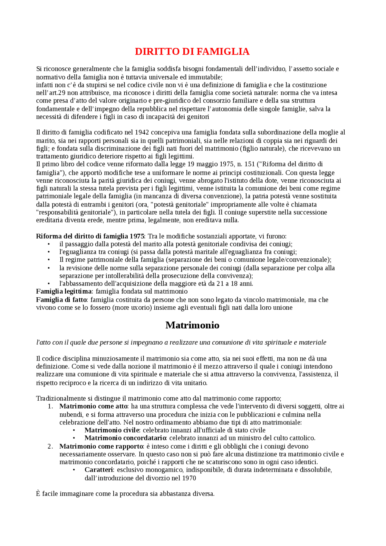 Il Diritto Di Famiglia Docsity