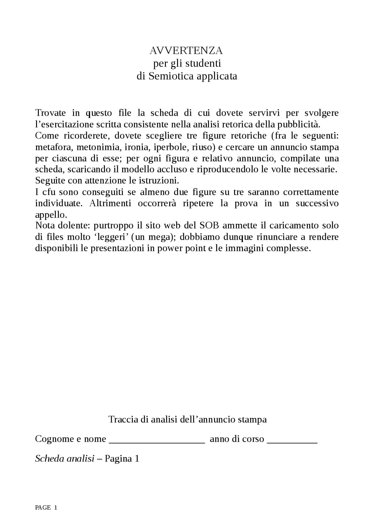 Analisi Della Pubblicità Docsity