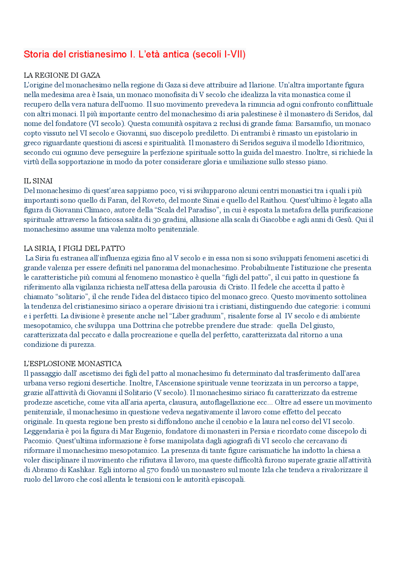 Riassunto Storia Del Cristianesimo Docsity