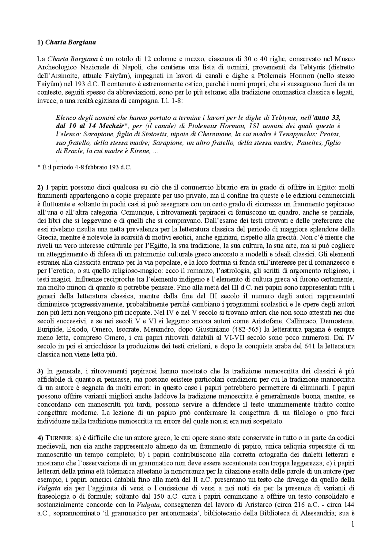 Dispense Per Esame Di Papirologia Docsity