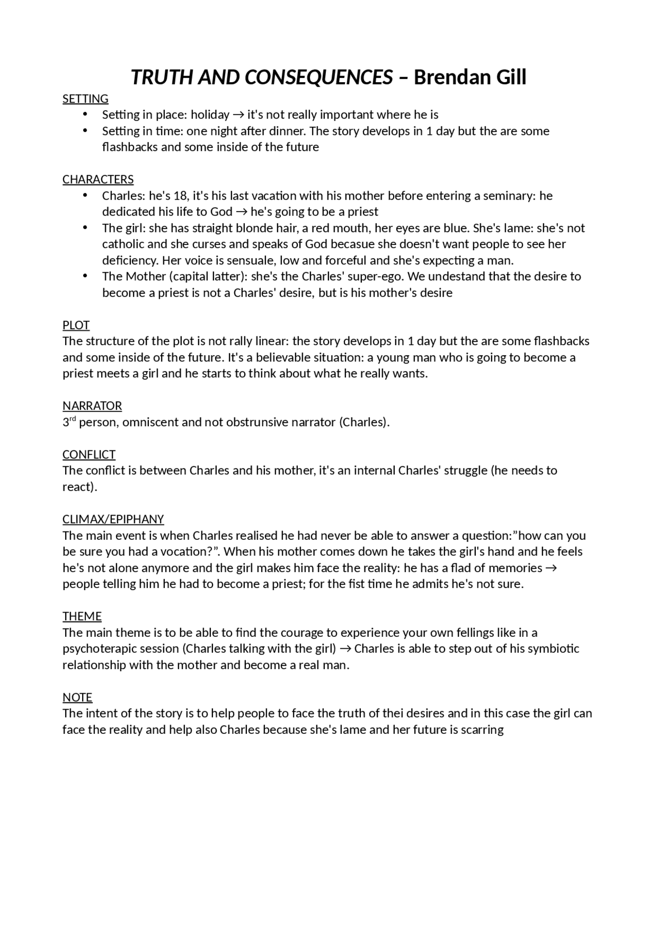 Analisi Della Short Story Truth And Consequences Docsity
