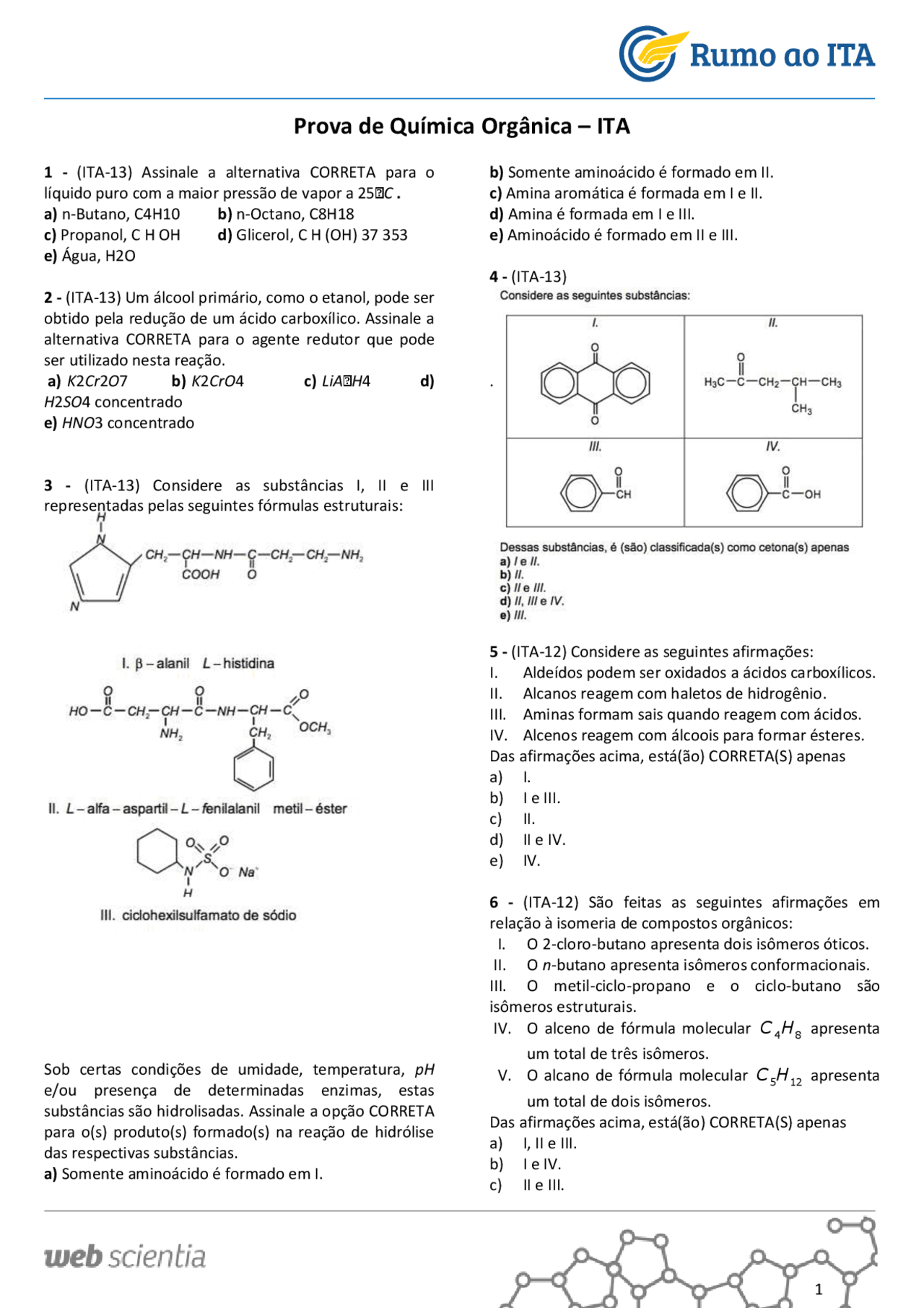 Química Orgânica 01254 Docsity