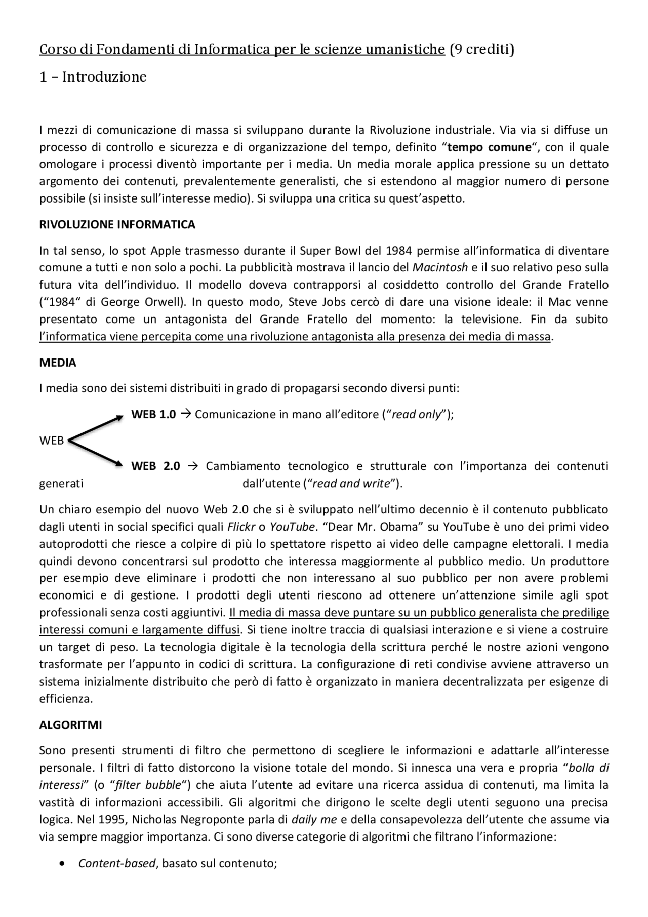 Appunti Di Fondamenti Di Informatica 2018 Unimi Docsity