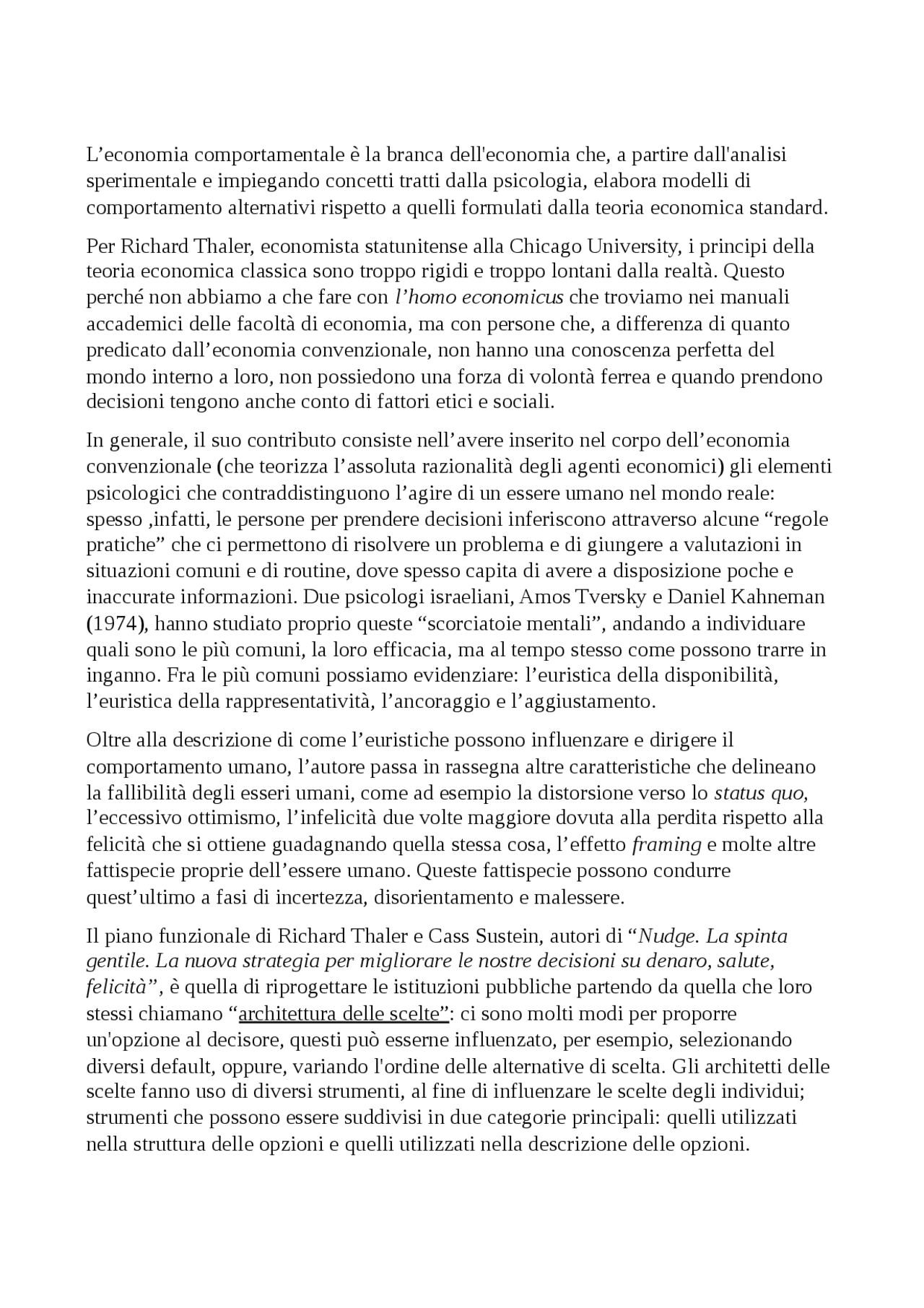 Economia Comportamentale Docsity