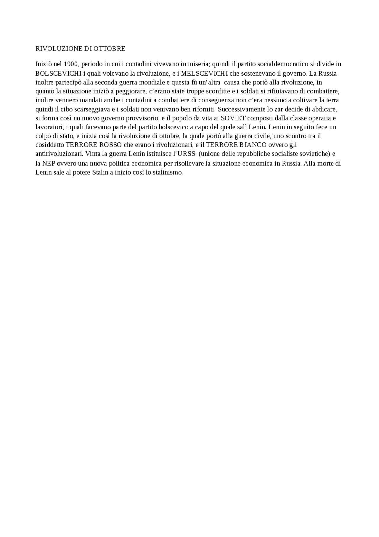 Rivoluzione Di Ottobre Docsity