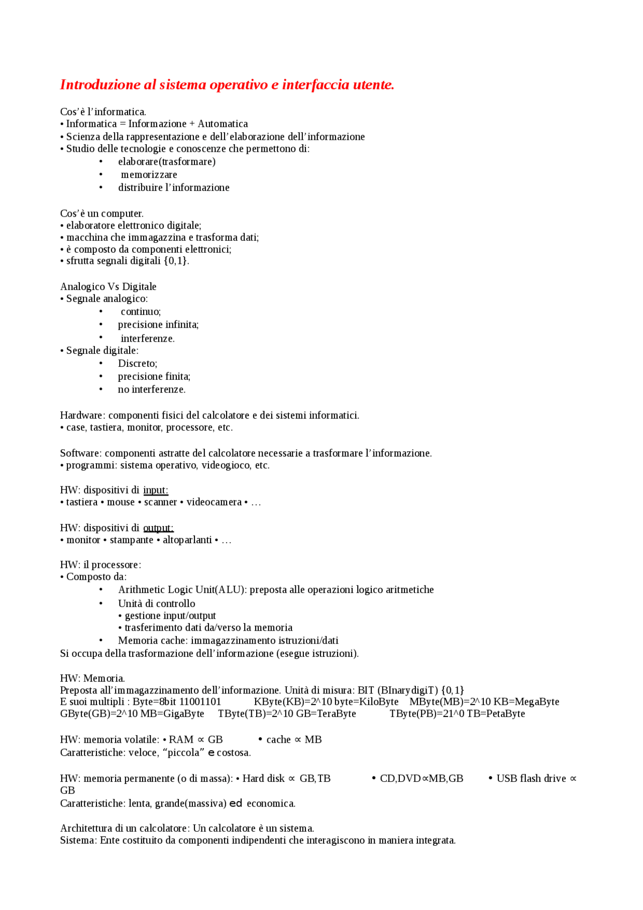 Informatica generale - terzo anno - Docsity