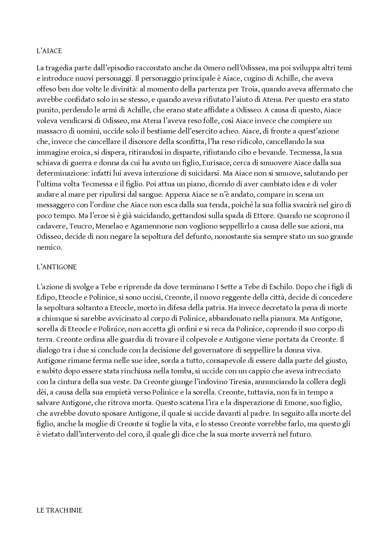 Riassunto Tragedie Sofocle Schemi E Mappe Concettuali Di Greco Docsity