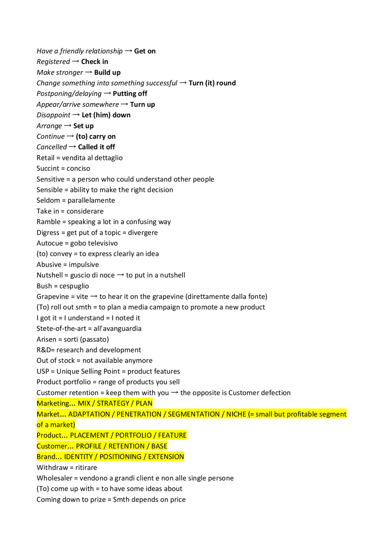 Vocaboli utili Professional English III - Docsity