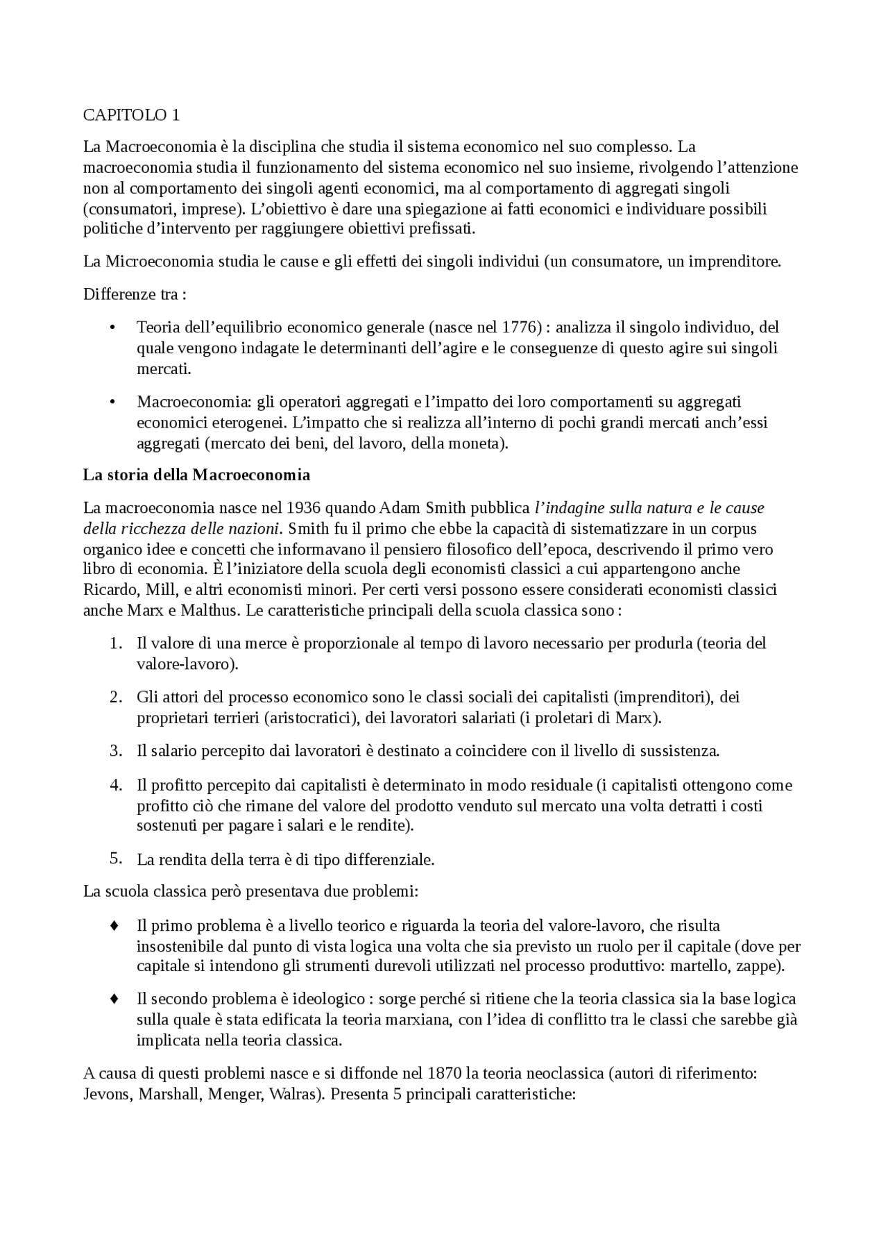 Riassunto Macroeconomia Boccella Docsity