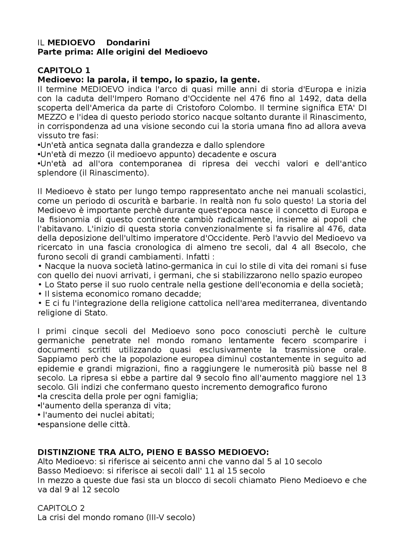 Riassunto Manuale Di Storia Medievale Docsity