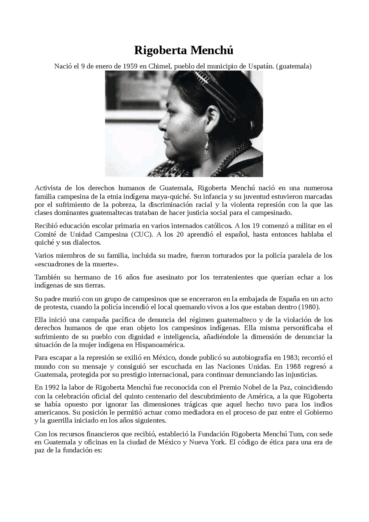 Rigoberta menchu, vita e opere | Guide, Progetti e Ricerche di Spagnolo ...