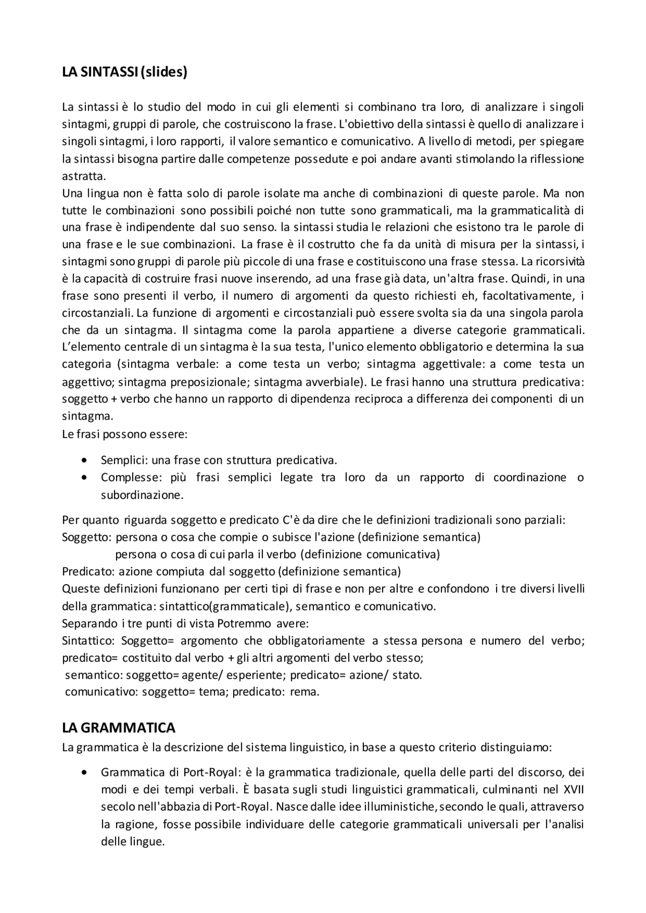 Concetti Generali Sulla Sintassi Docsity