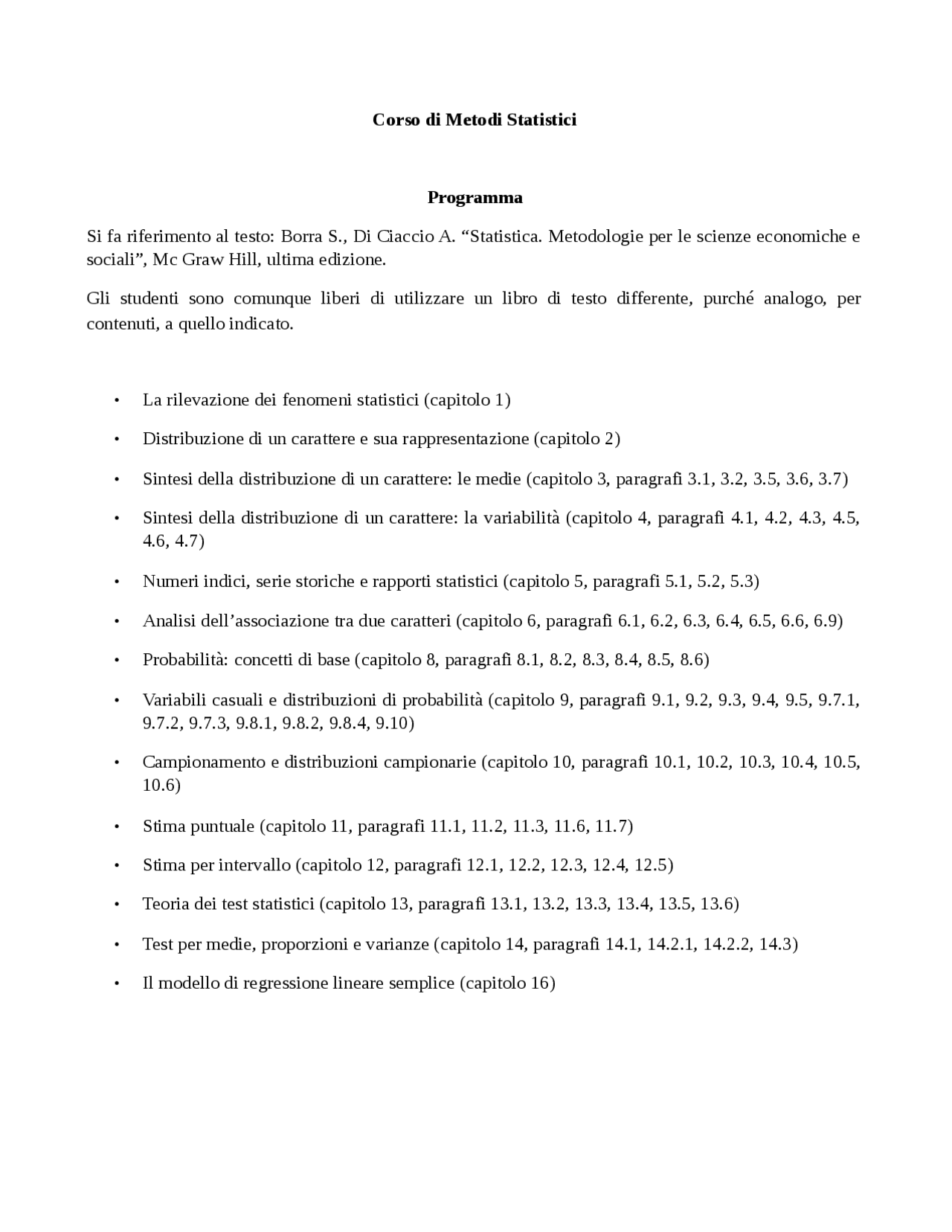 Problemi Metodi Statistici Docsity