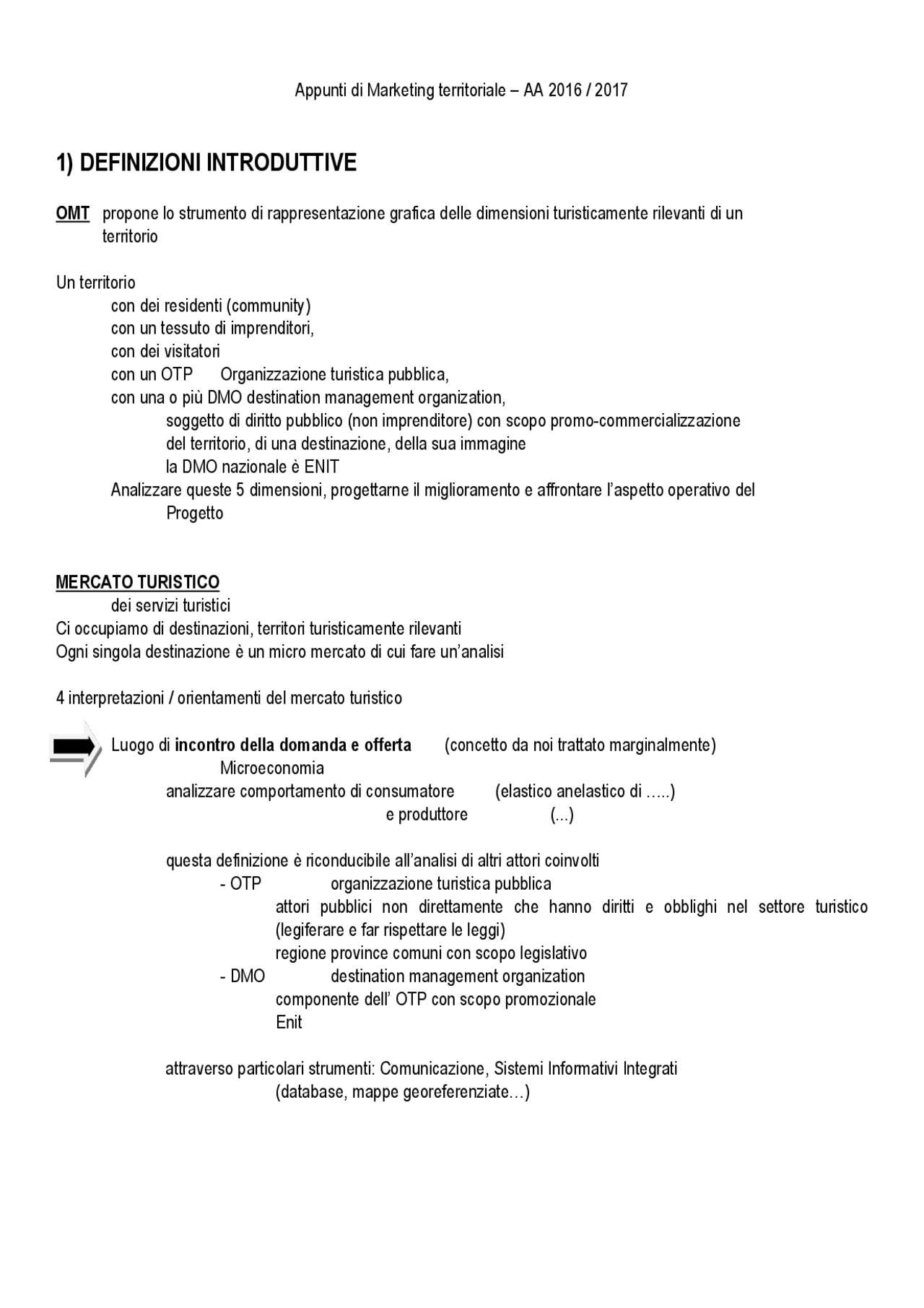 Marketing Territoriale Prof Damato Appunti Docsity