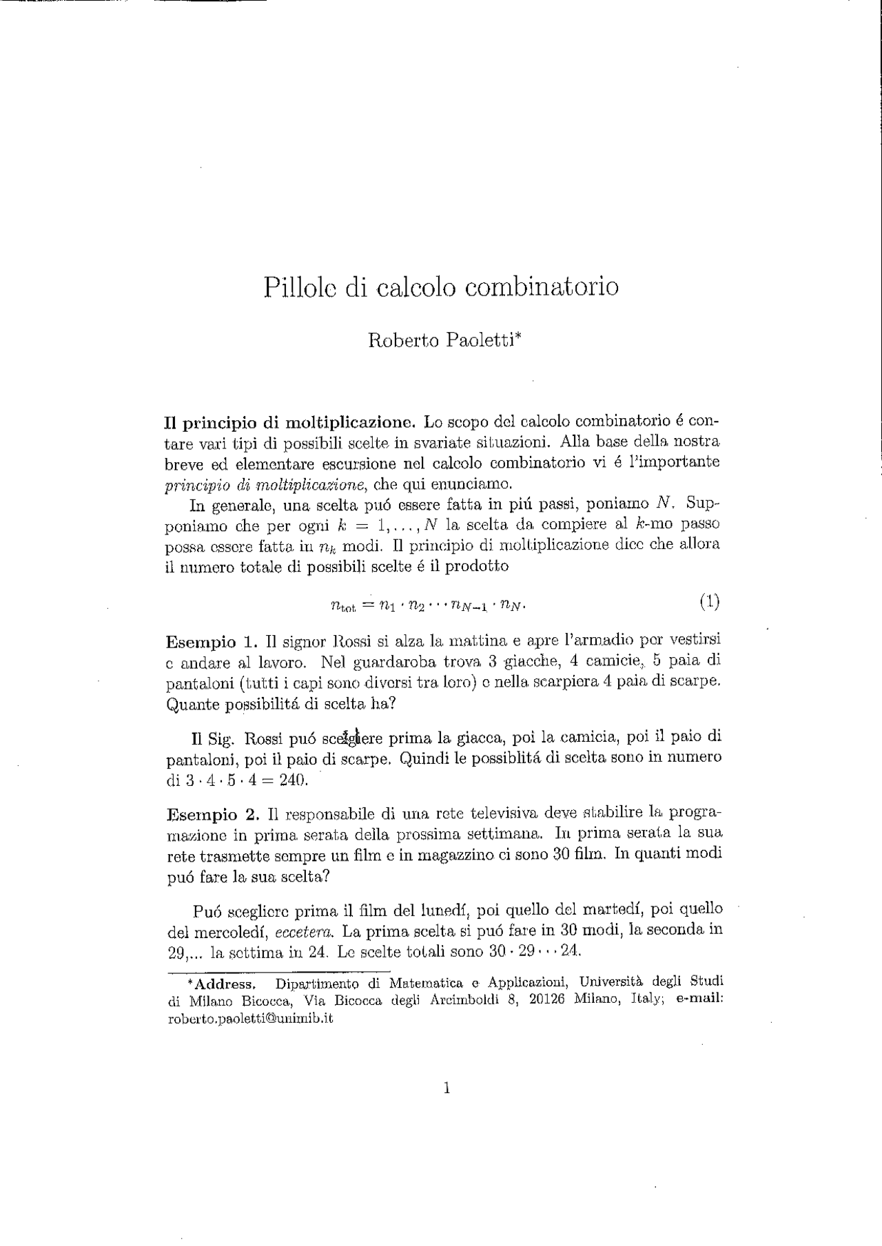 Calcolo Combinatorio Docsity