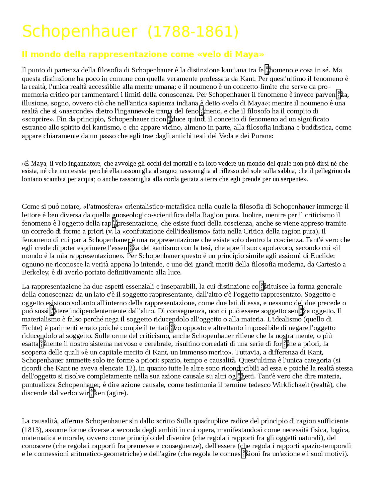 Sintesi Schopenhauer Docsity