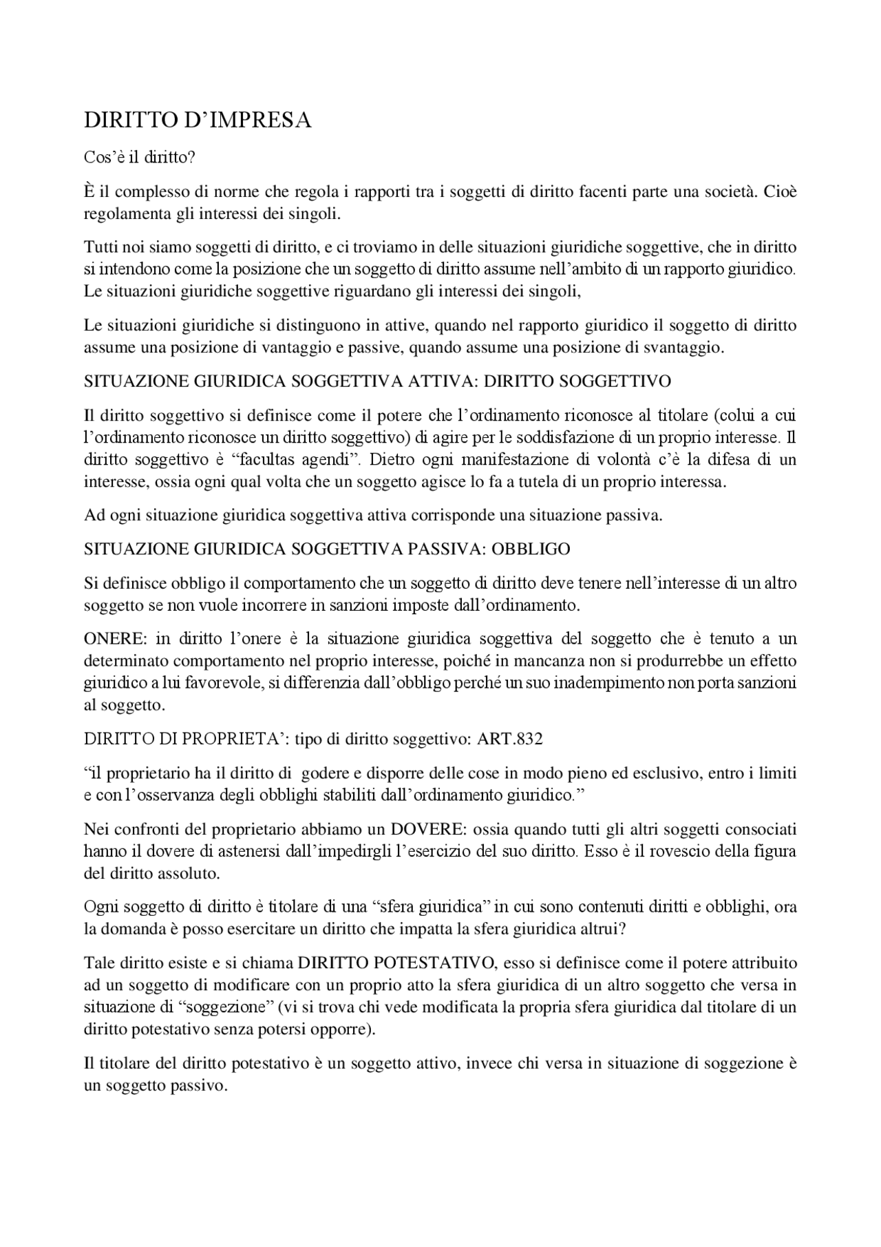 Diritto Di Impresa Riassunto Fatto Bene E Facile Da Comprendere Docsity