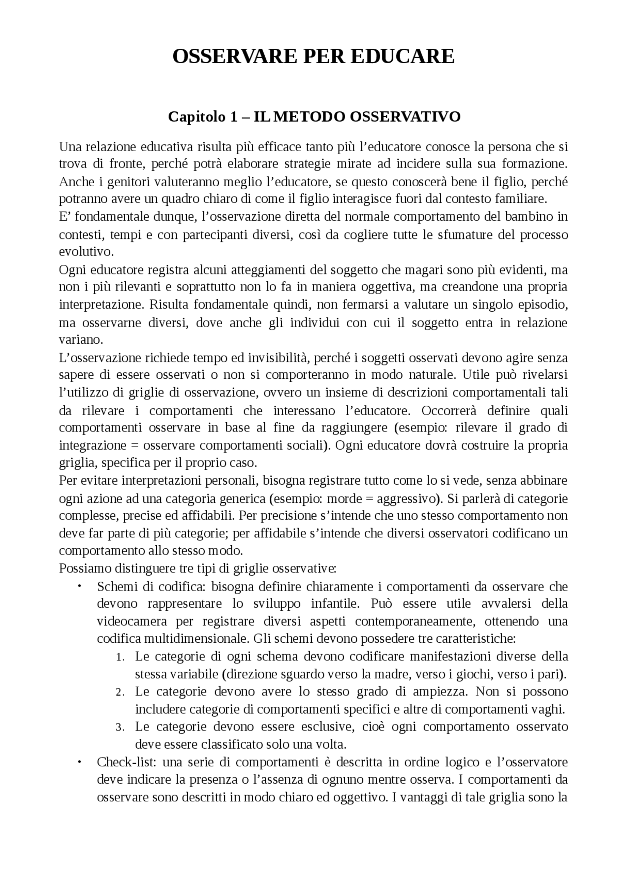 Osservare Per Educare Docsity